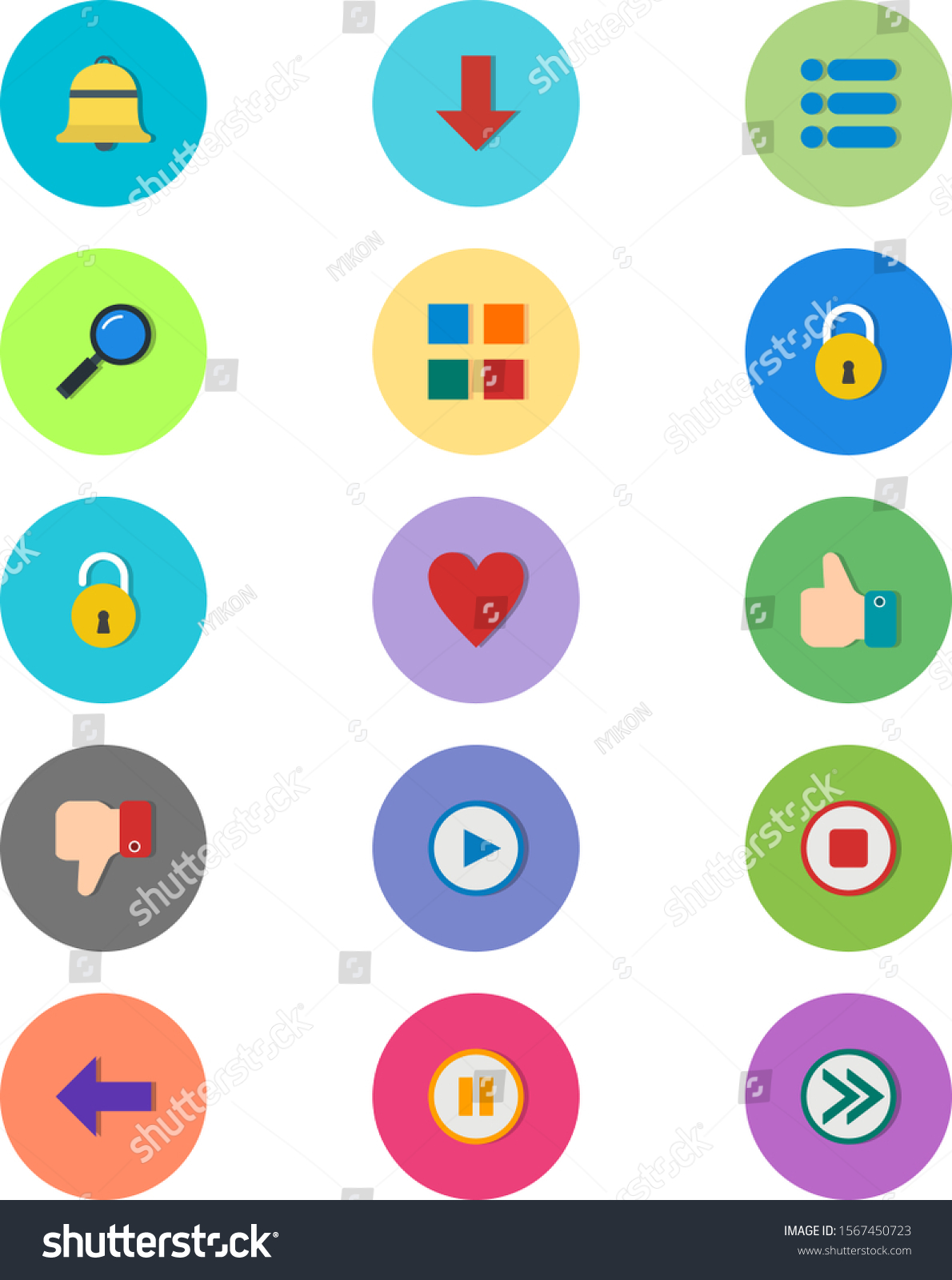 15 Set Basic Elements Icons Isolated Stock Vector (Royalty Free ...