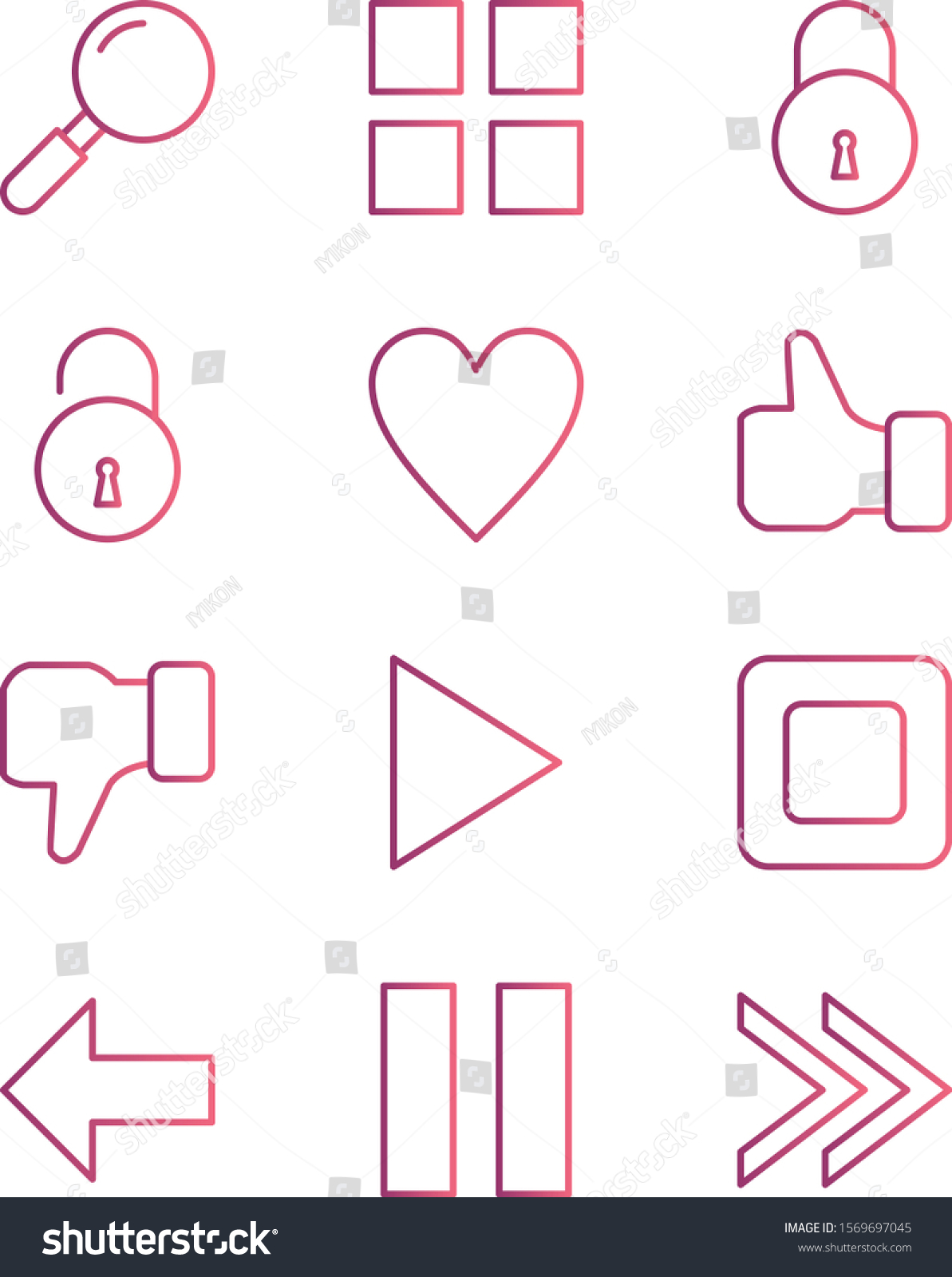 12 Set Basic Elements Icons Isolated Stock Vector (Royalty Free ...
