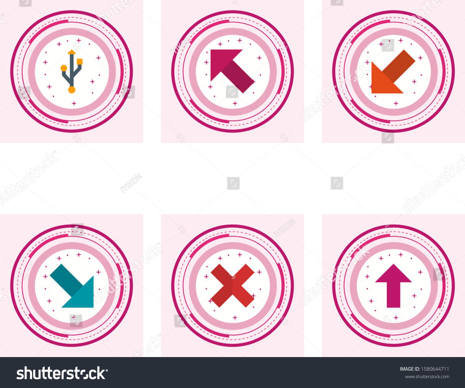 6 Set Basic Elements Icons Isolated Stock Vector (Royalty Free ...