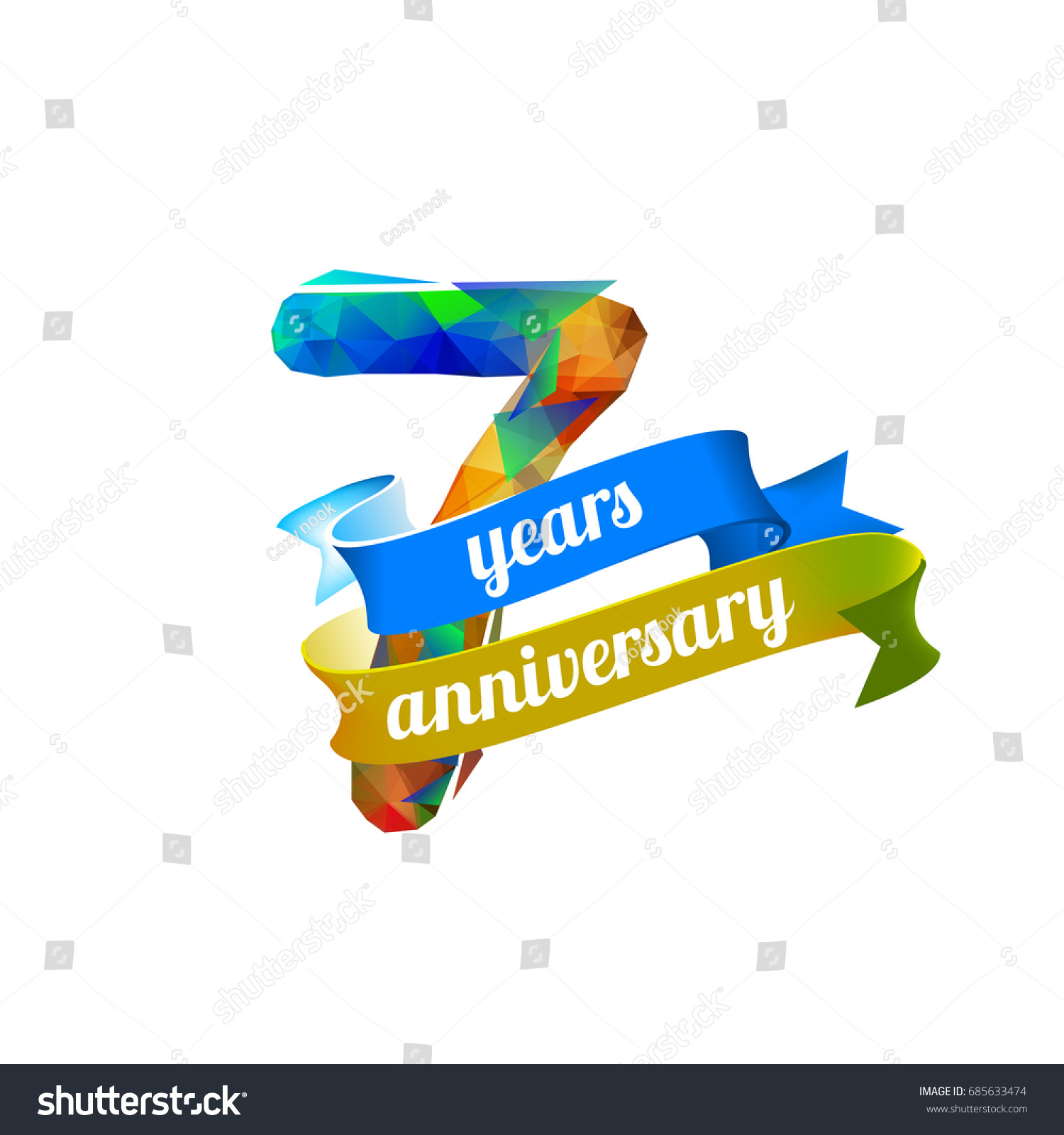 7 Seven Years Anniversary Vector Triangular Stock Vector (Royalty Free ...