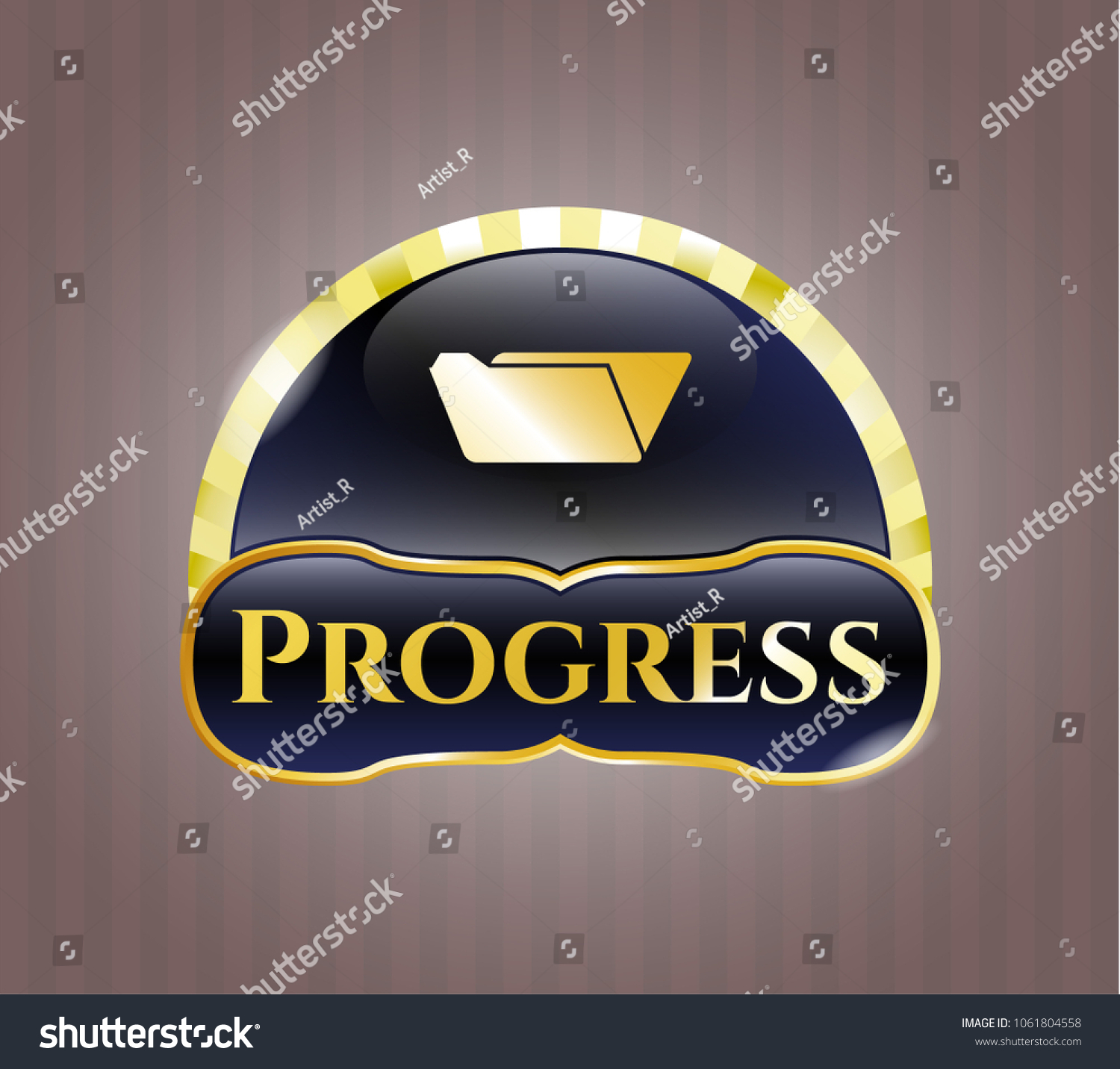 Shiny Badge Folder Icon Progress Text: vetor stock (livre de direitos ...