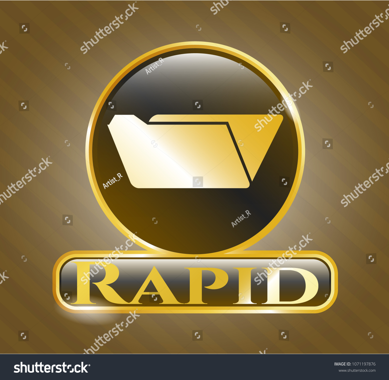 Shiny Badge Folder Icon Rapid Text Stock Vector Royalty Free