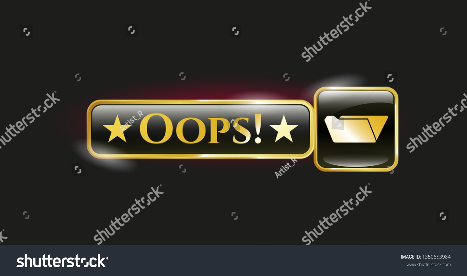 Shiny Emblem Folder Icon Oops Text: vector de stock (libre de regalías ...