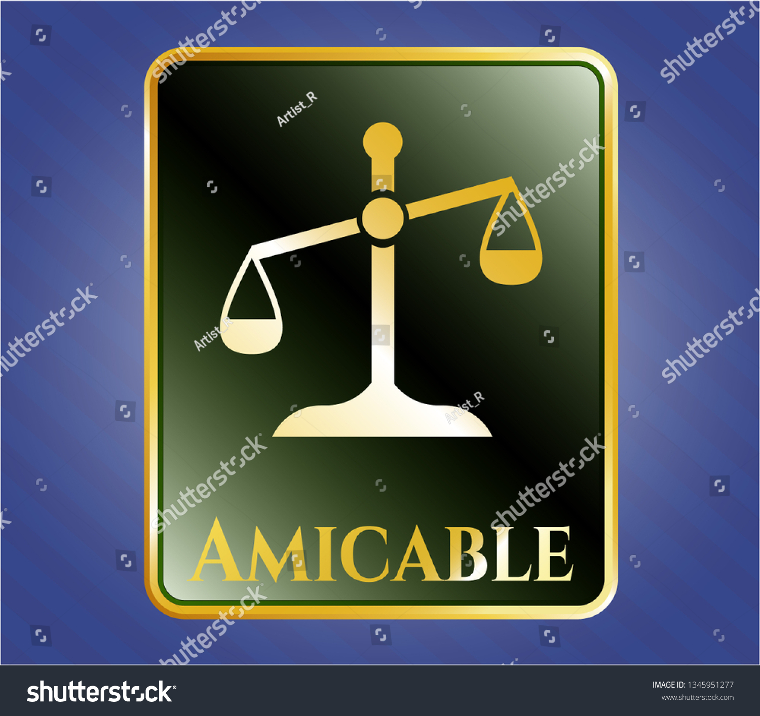 Shiny Emblem Scale Icon Amicable Text Stock Vector (Royalty Free ...