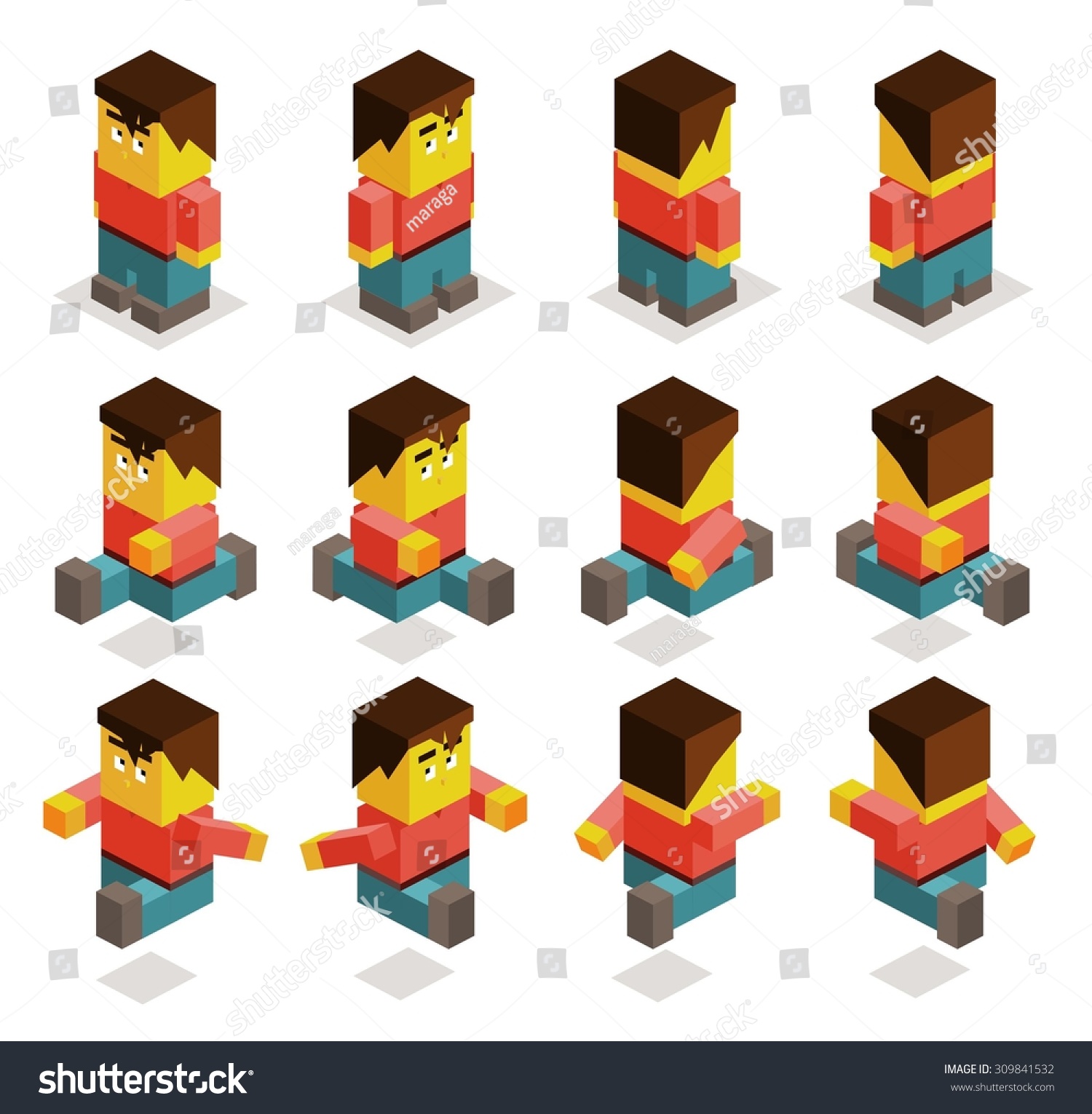 8 Sided Character Set Isometric Art Stock Vector (Royalty Free ...