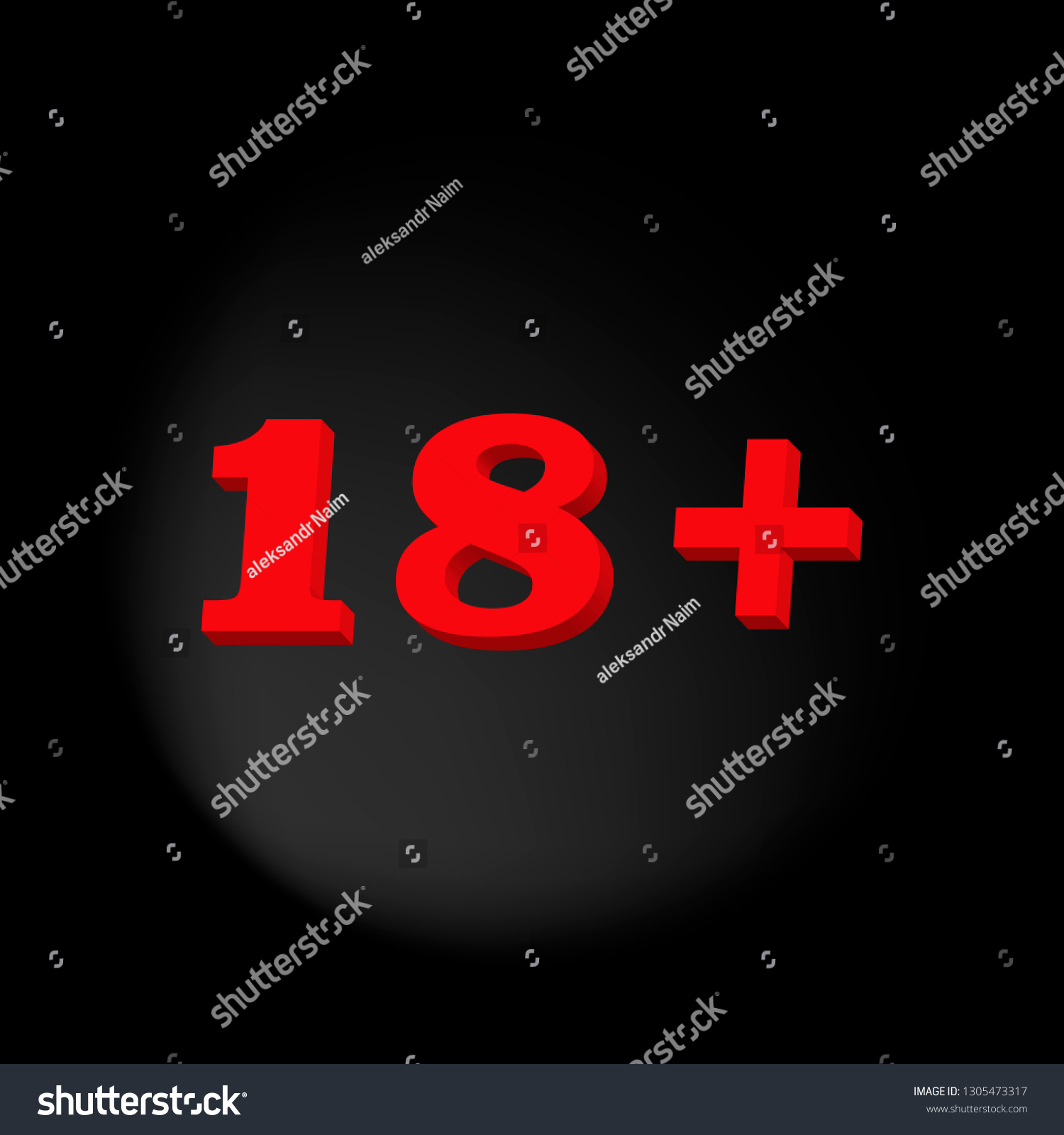 18 Sign 3d Red On Black Stock Vector (Royalty Free) 1305473317