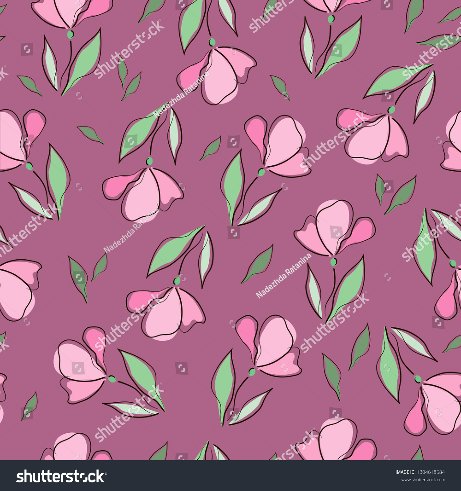 Simple Pink Flowers Backgroundvector Illustration Stock Vector (Royalty ...