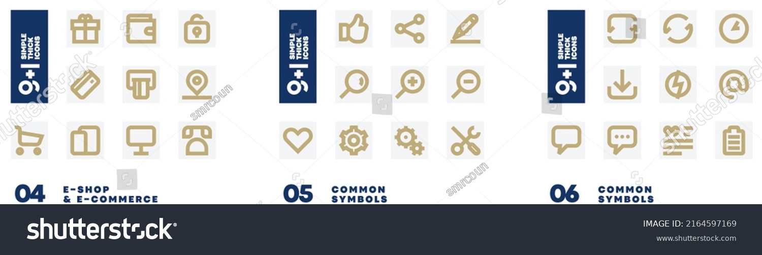 30 Simple Thick Flat Icon Pack Stock Vector (Royalty Free) 2164597169 ...