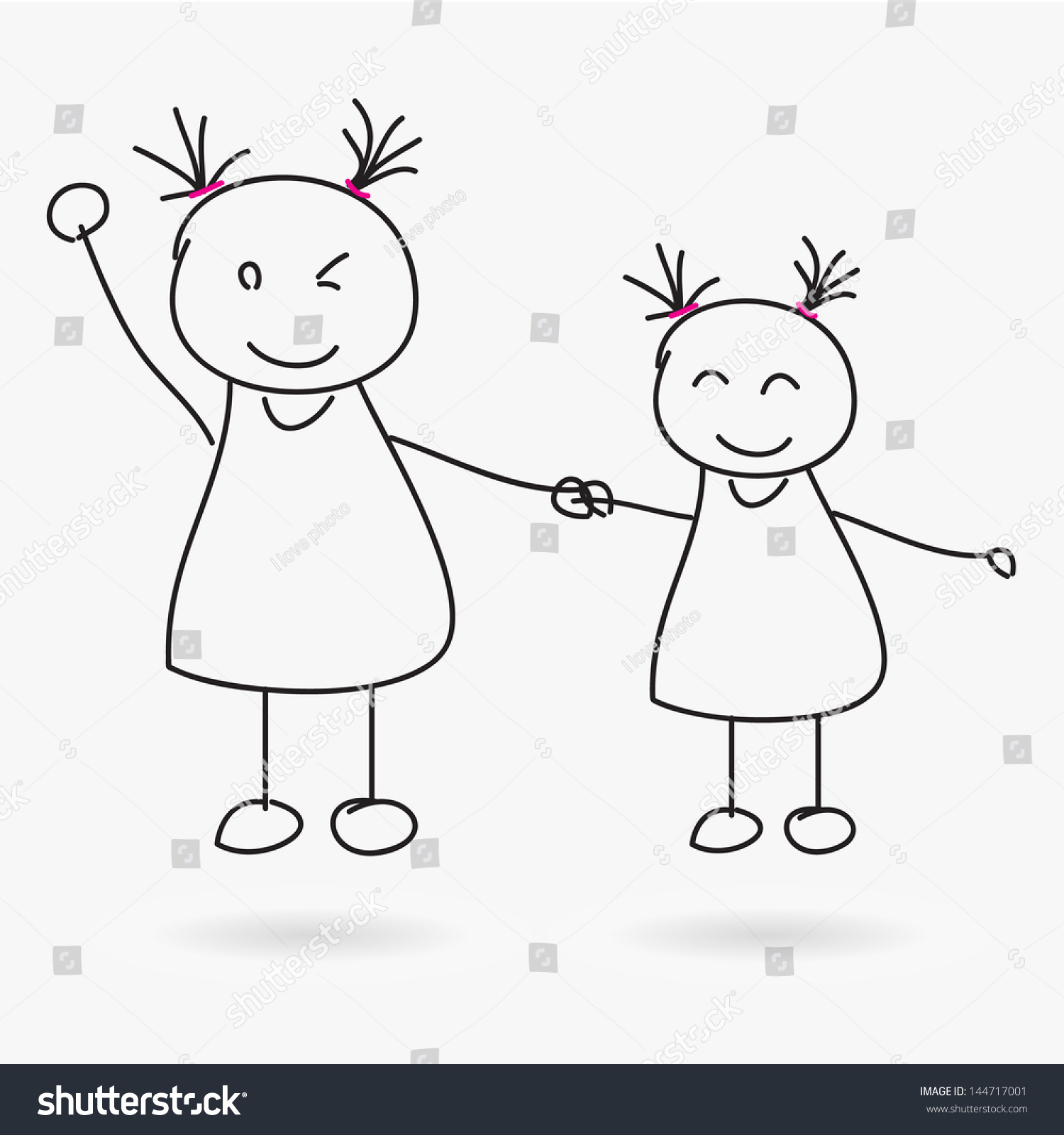 2 Sisters Vector Hand Drawn Stock Vector (Royalty Free) 144717001 ...