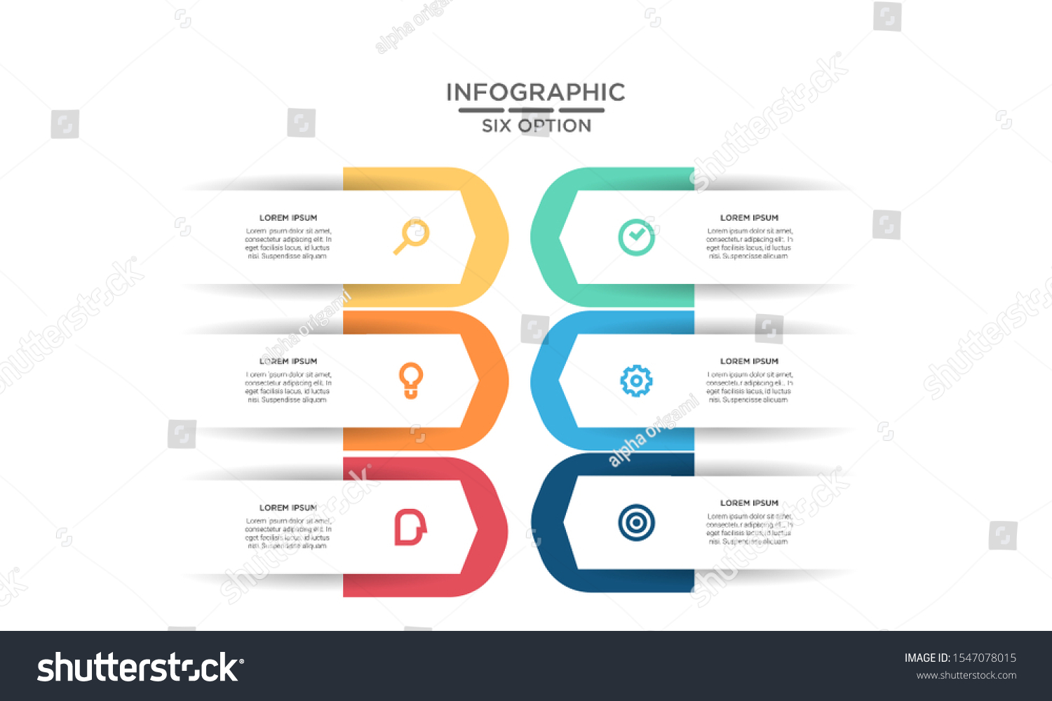Six 6 Options Infographic Step Chart: vector de stock (libre de ...