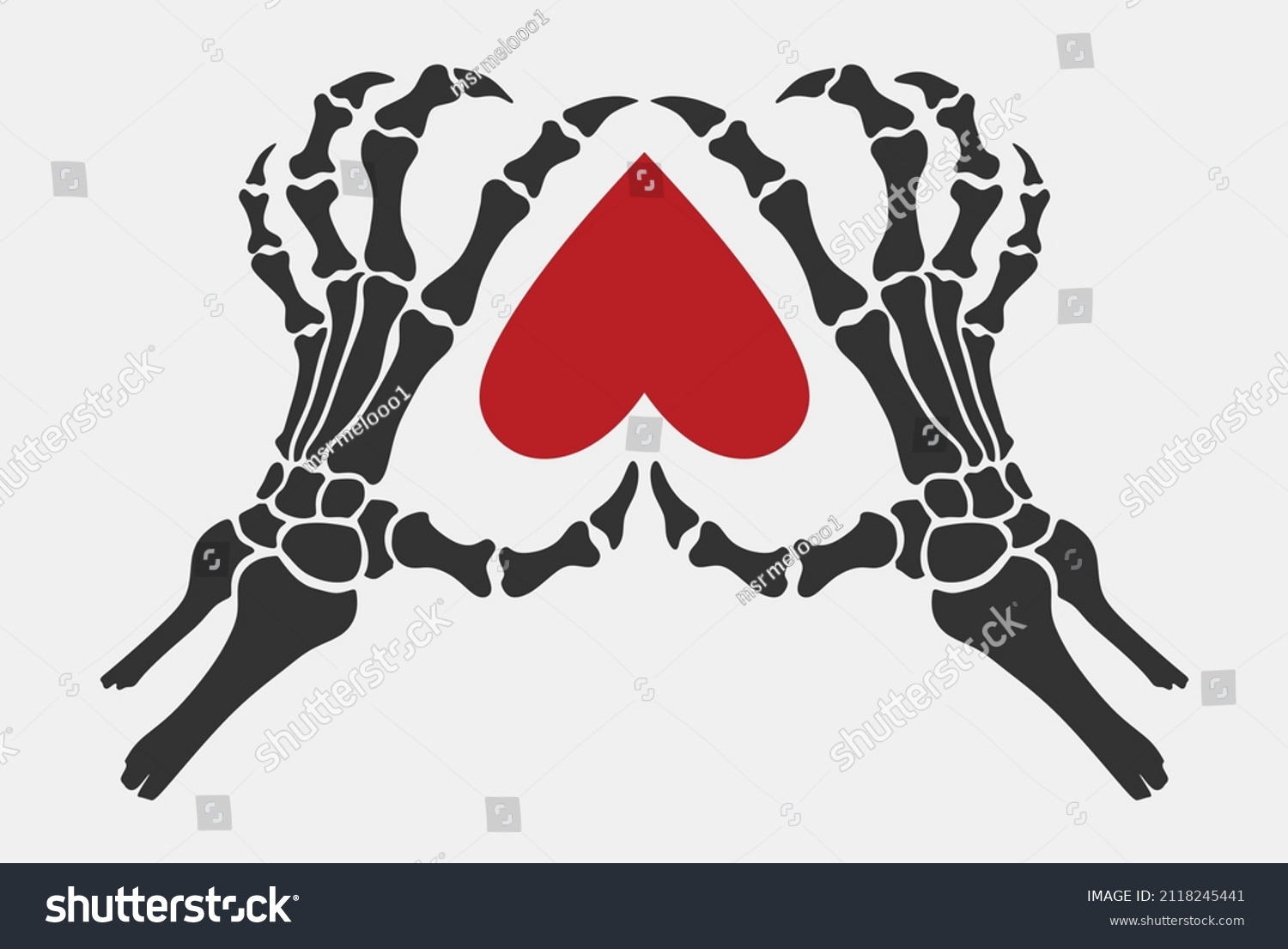 Skeleton Hand Showing Heart Shape Stock Vector (Royalty Free) 2118245441