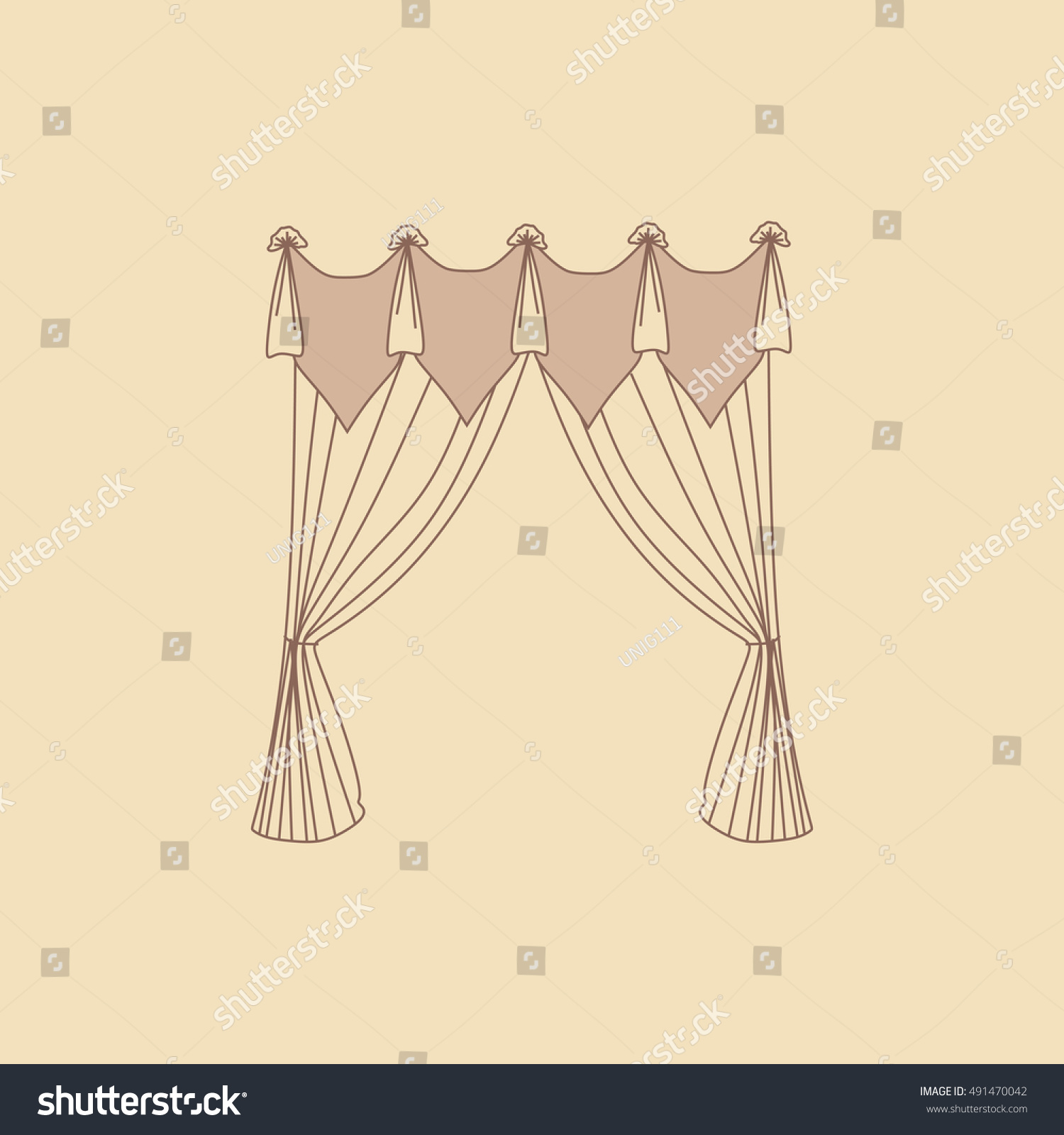 Sketch Design Curtains Windows Draw Vector Stock Vector (Royalty Free ...