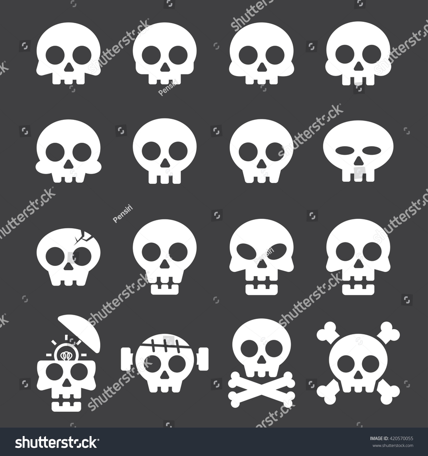 Skull Icon Set Stock Vector (Royalty Free) 420570055
