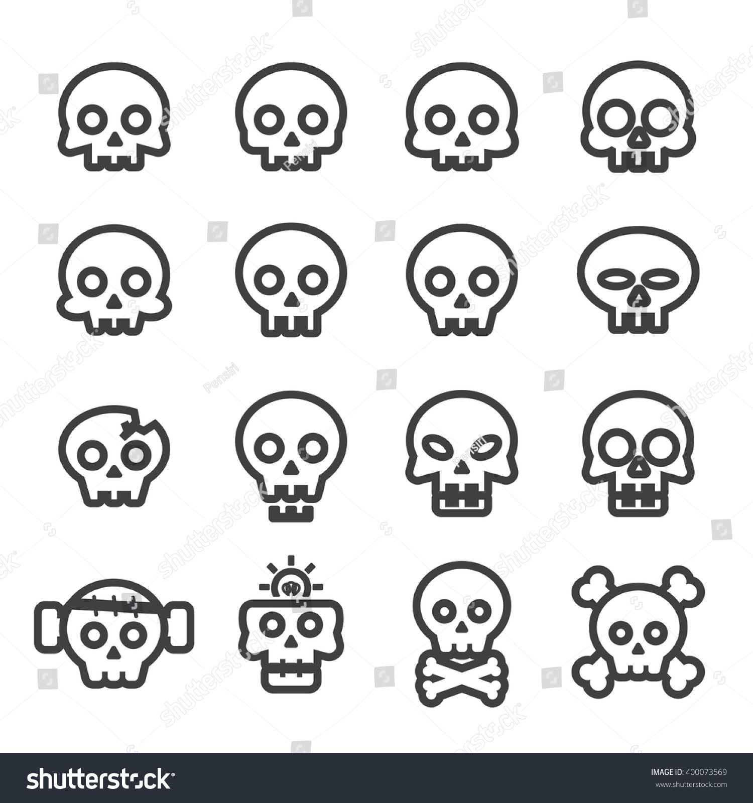 Skull Icon Setline Vector Stock Vector (Royalty Free) 400073569 ...