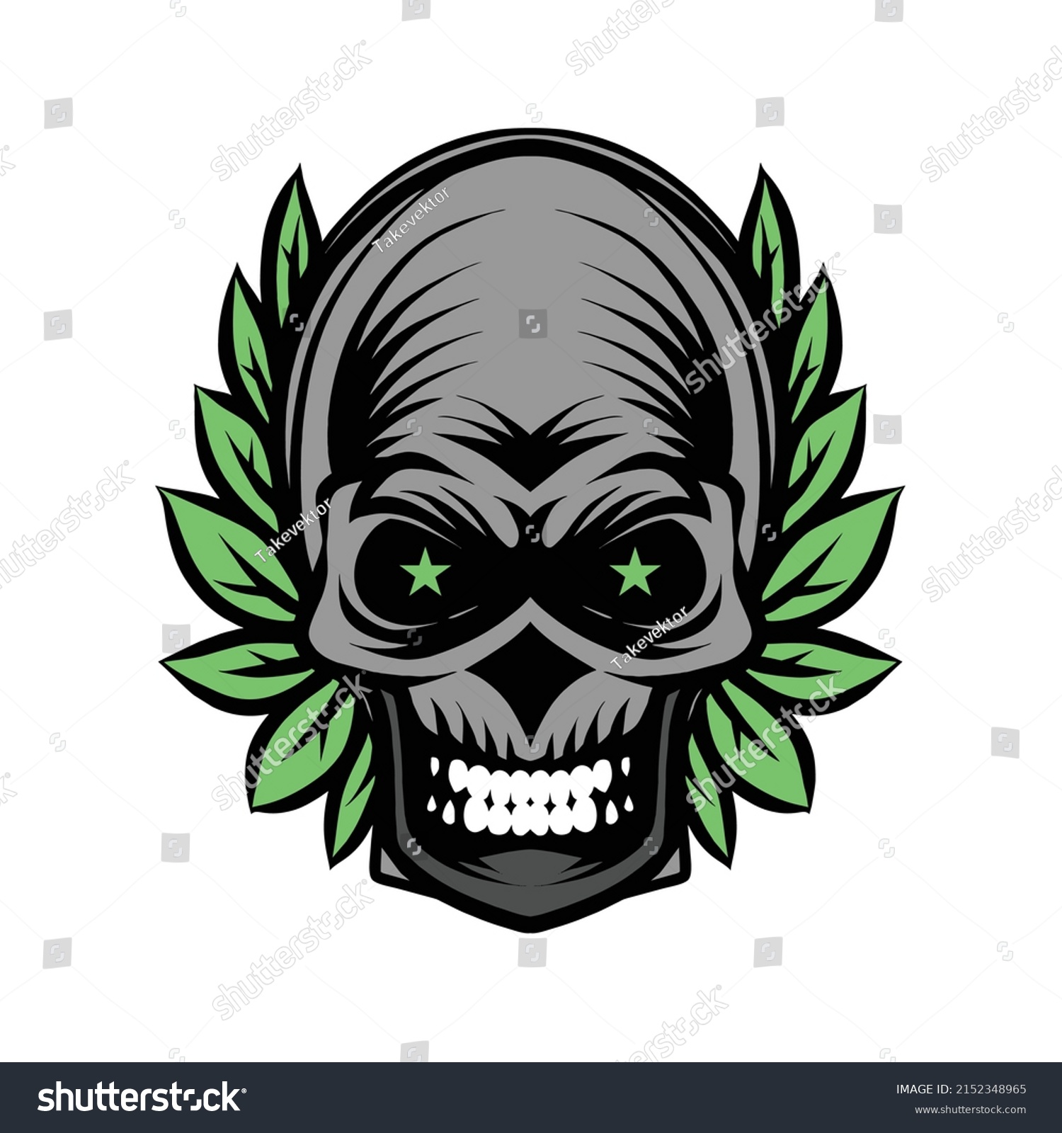 Skull Leaf Vector Illustration Design Stock Vector (Royalty Free ...