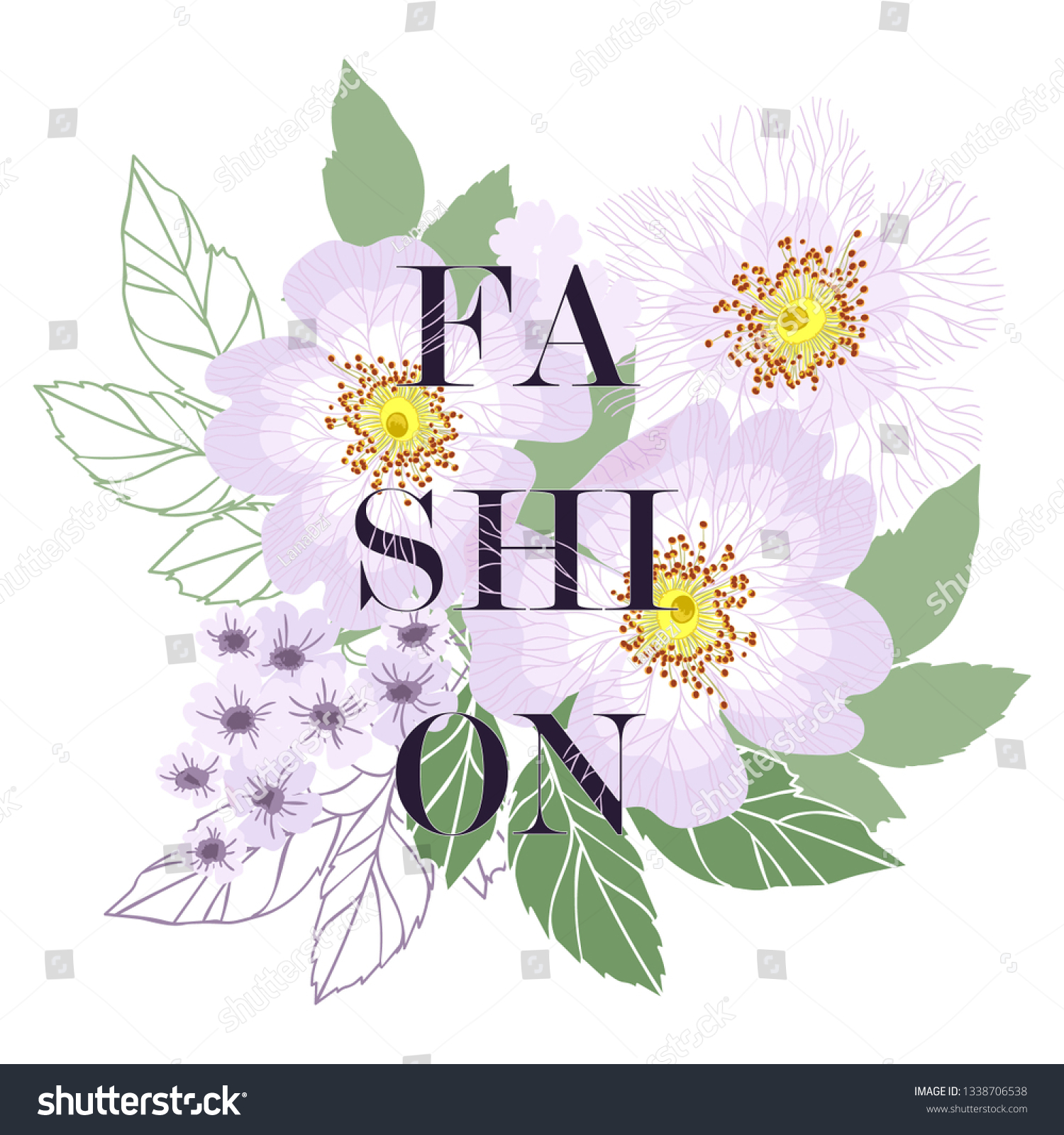 Slogan Flower Illustration Vector Stock Vector (Royalty Free) 1338706538