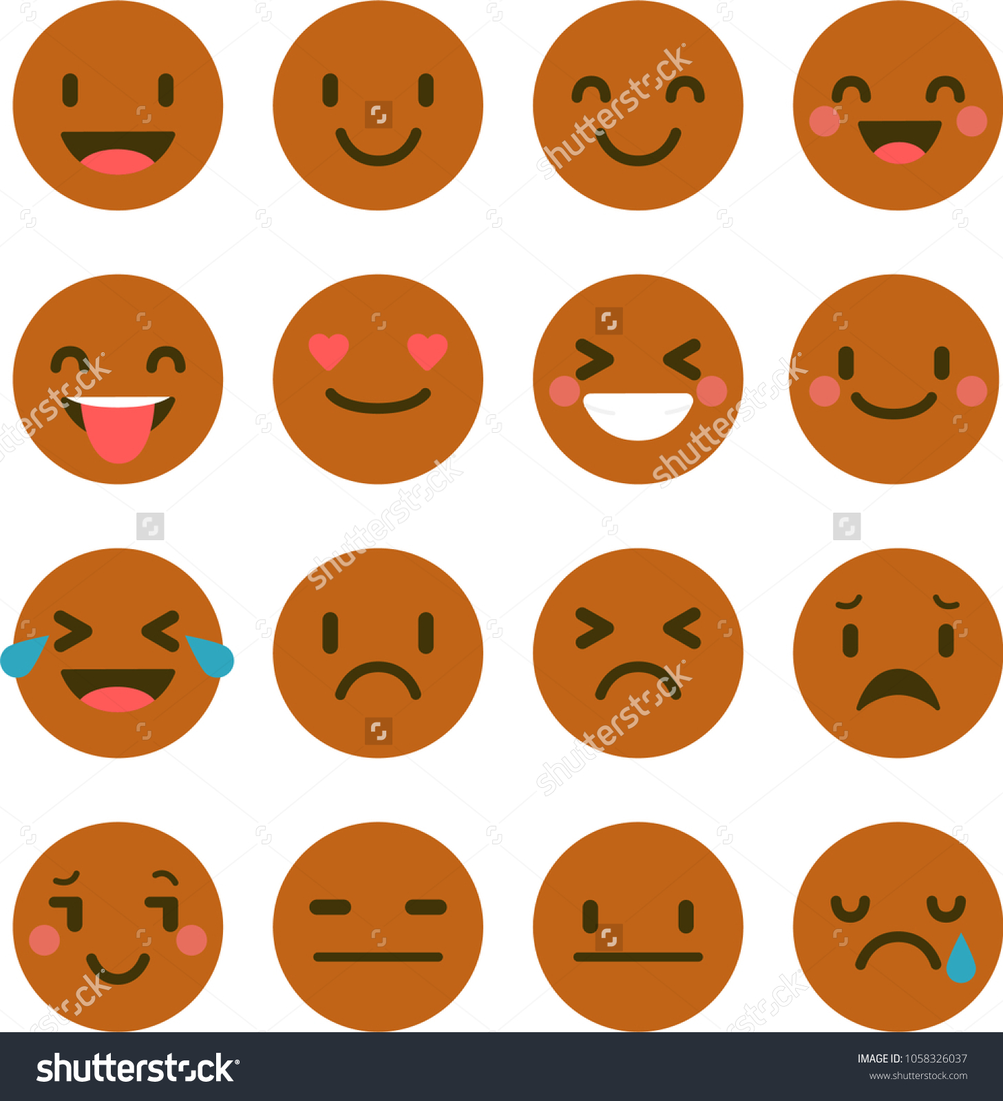 16 Smiles Emoji Vector Illustrator Stock Vector (Royalty Free) 1058326037