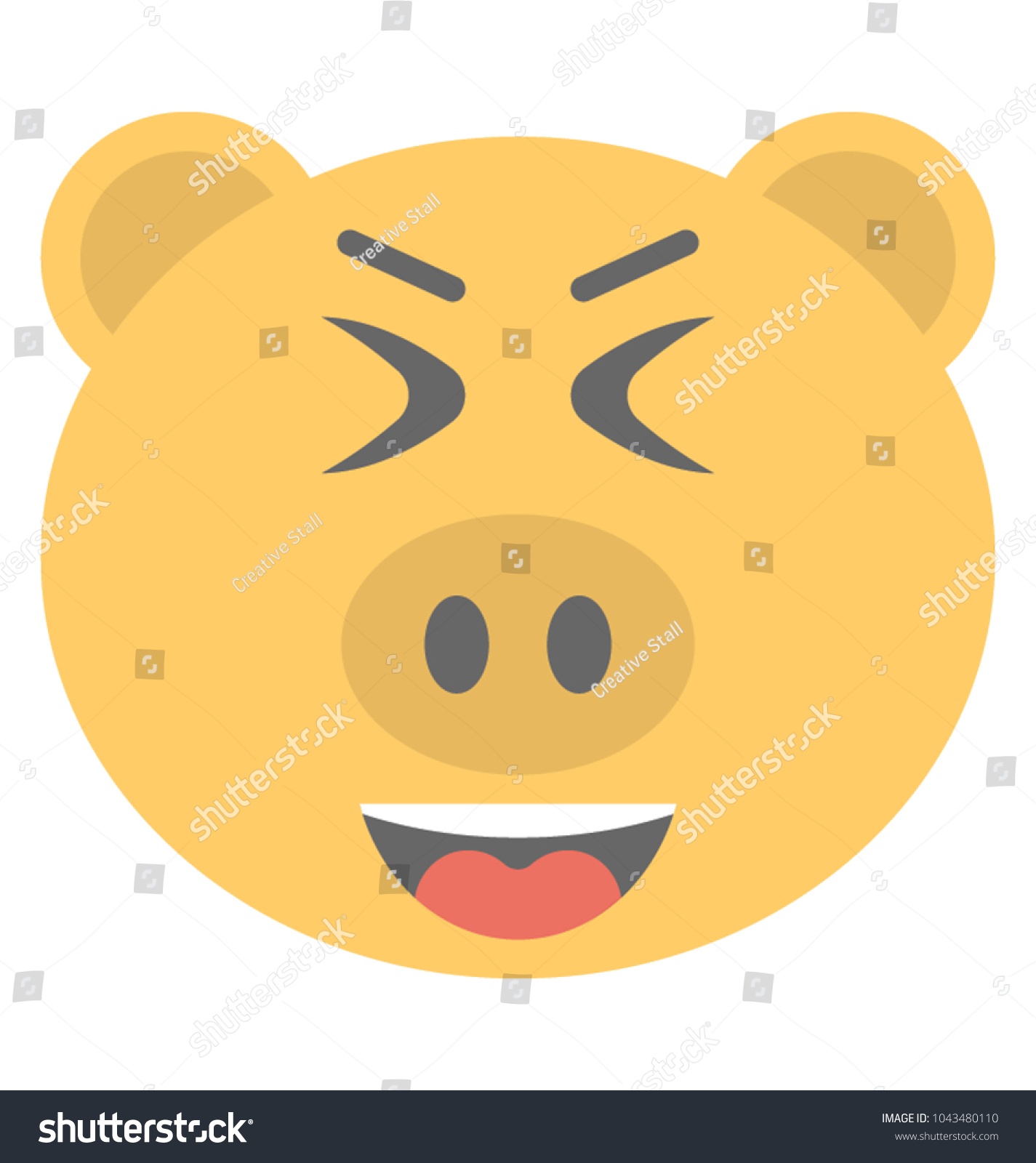 Smiling Pig Face Emoji Flat Vector: เวกเตอร์สต็อก (ปลอดค่าลิขสิทธิ์ ...