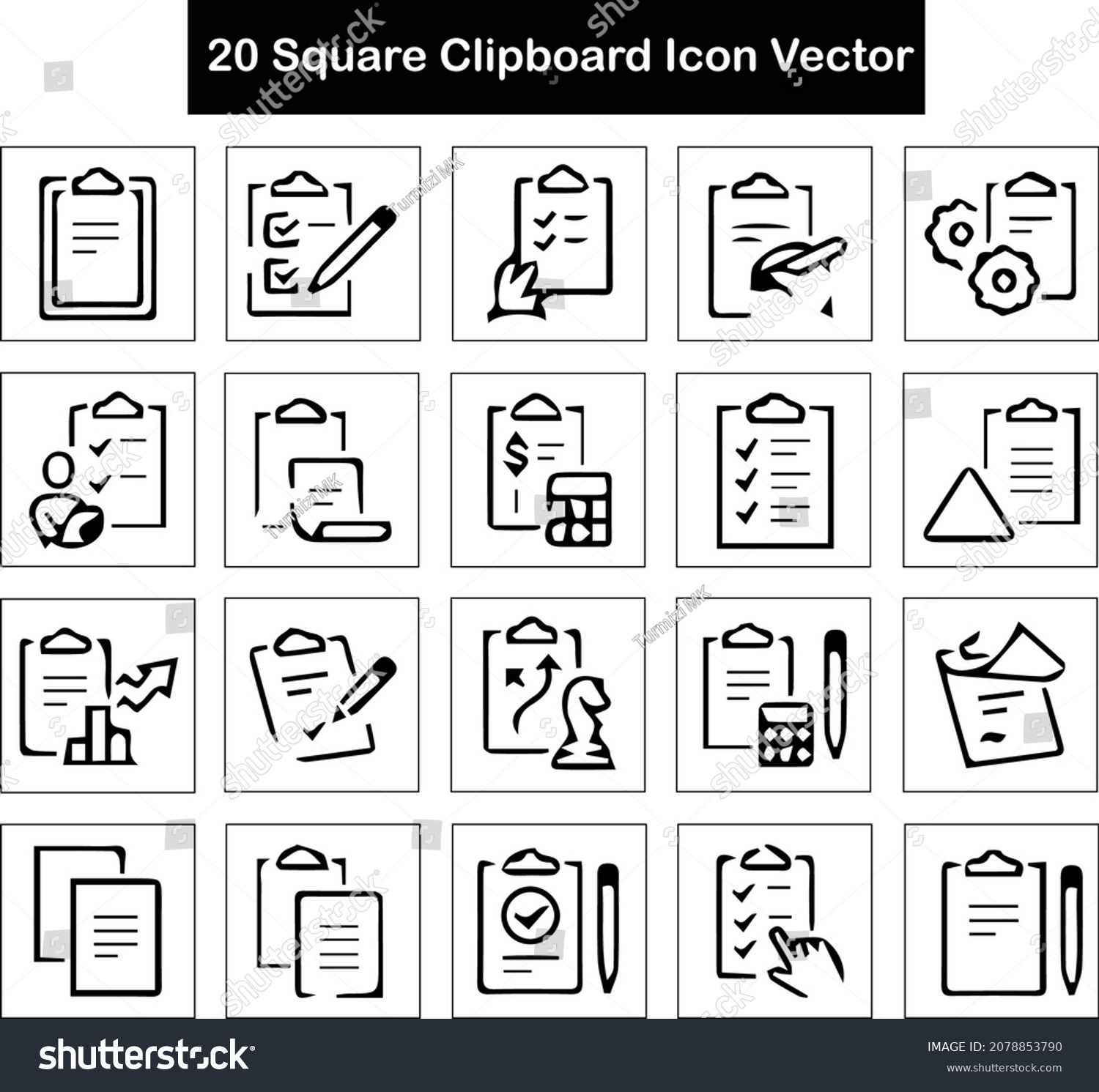20 Square Clipboard Icon Vector Stock Vector (Royalty Free) 2078853790 ...