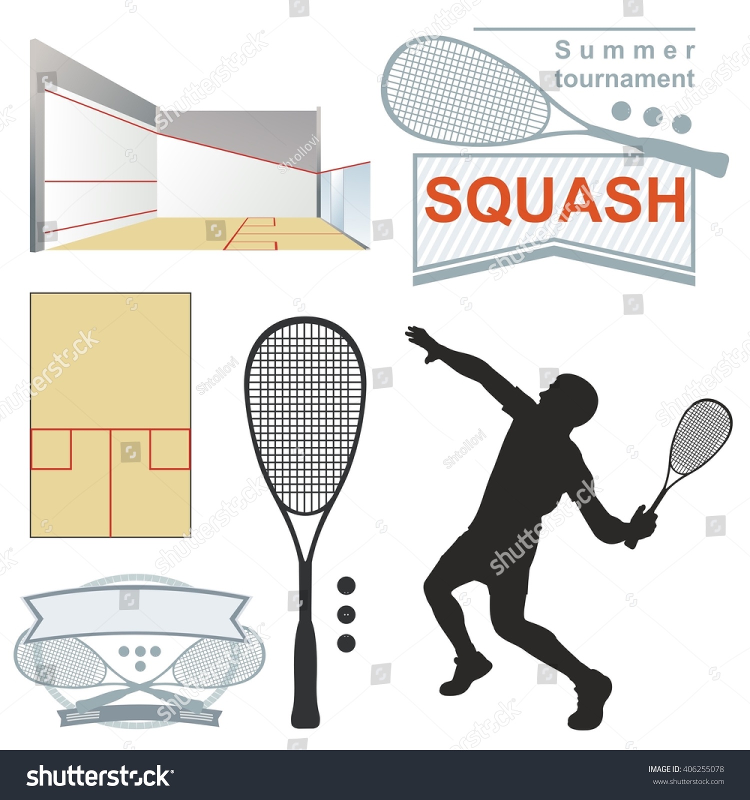 Squash Logos Emblems Silhouette On White Stock Vector (Royalty Free ...