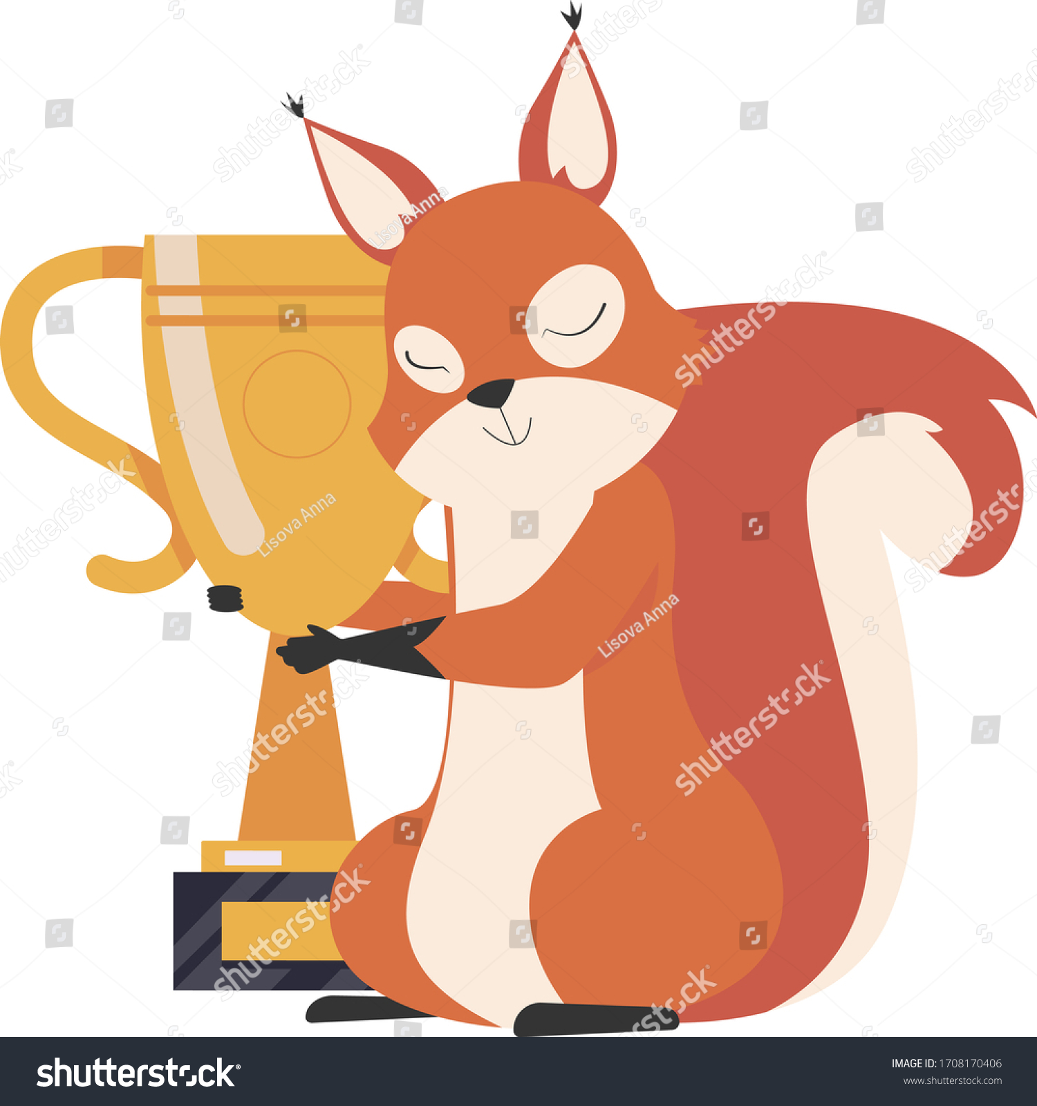Squirrel Winner Cup Vector Illustration Stock Vector (Royalty Free ...