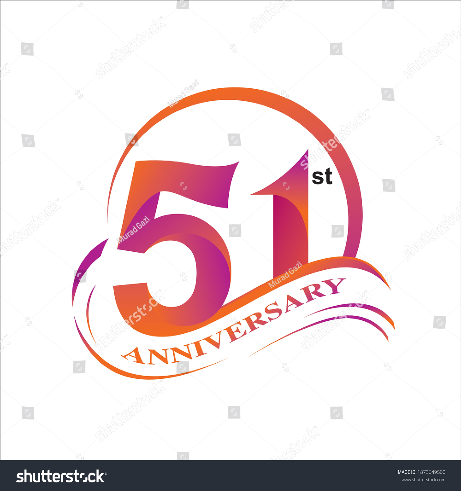 51st Anniversary Logo Vector Design Stock Vector (Royalty Free) 1873649500