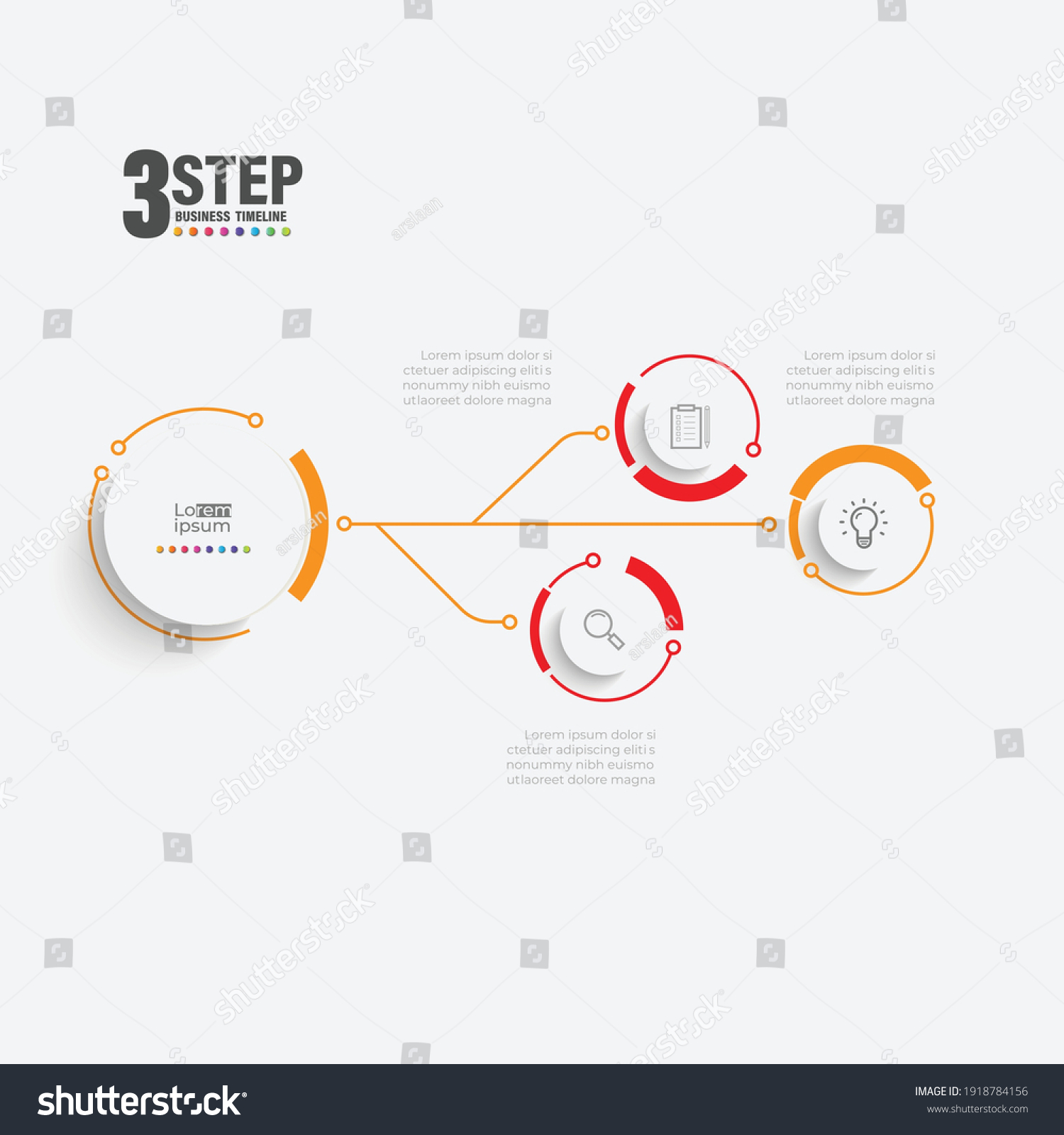 3 Step Connection Circle Chart Timeline Stock Vector (Royalty Free ...