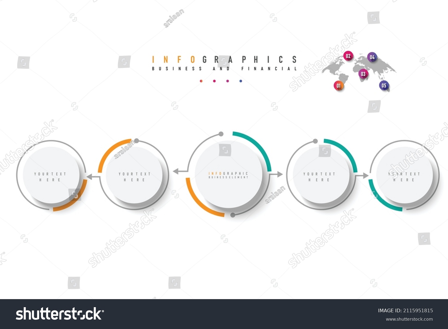 5 Step Connection Circle Chart Timeline Stock Vector (Royalty Free ...