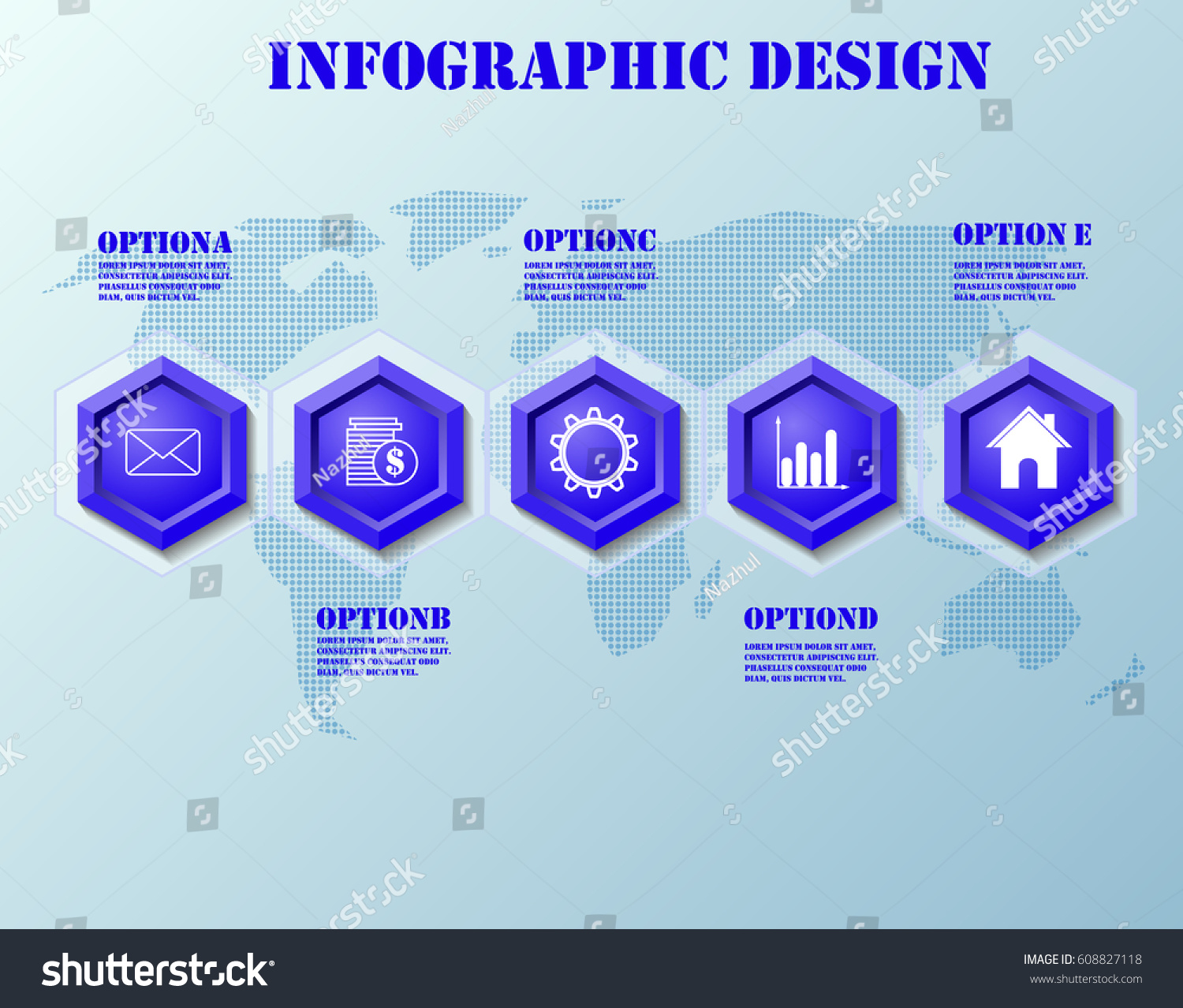 5 Step Hexagon Infographic Design Stock Vector (Royalty Free) 608827118