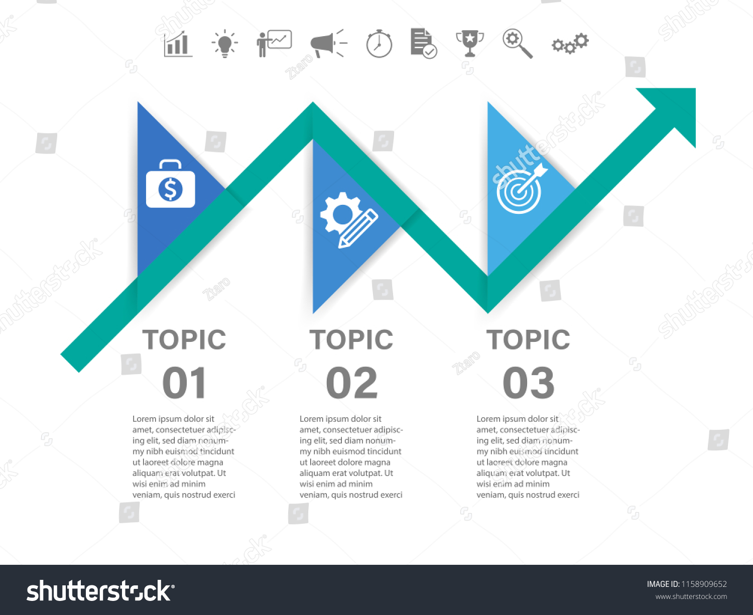 3 Steps Arrow Infographic Vector Illustration: vetor stock (livre de ...