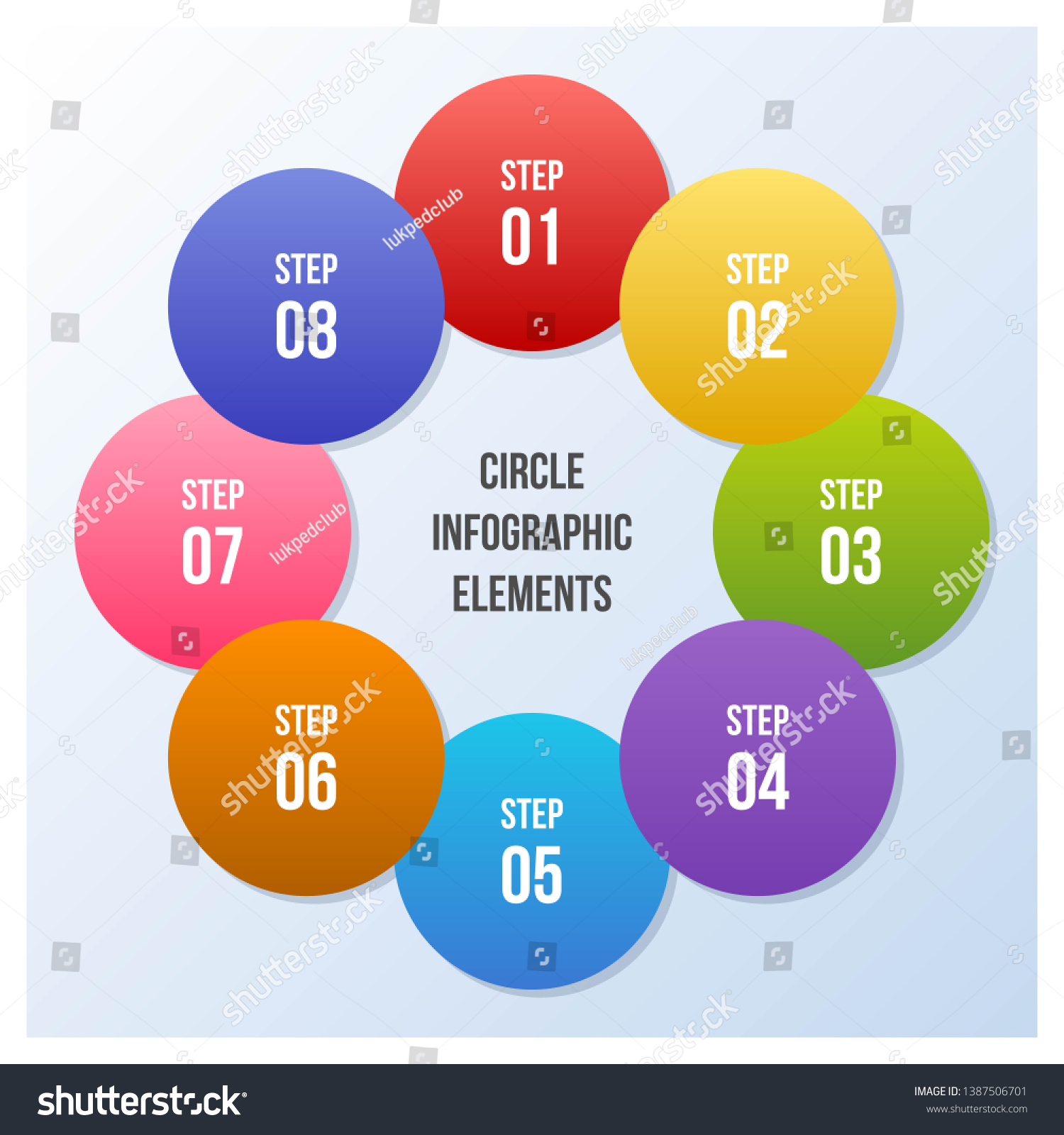 Vektor Stok 8 Steps Circle Chart Circle Infographic (Tanpa Royalti ...