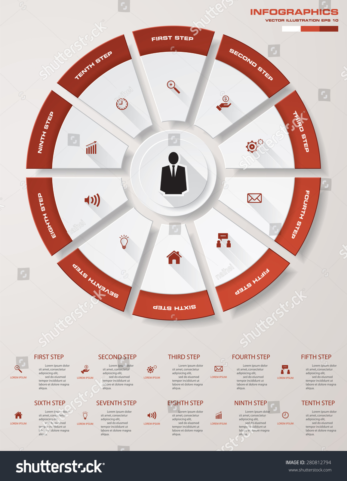 10 Steps Cycle Wheel Template Vector Stock Vector (Royalty Free) 280812794