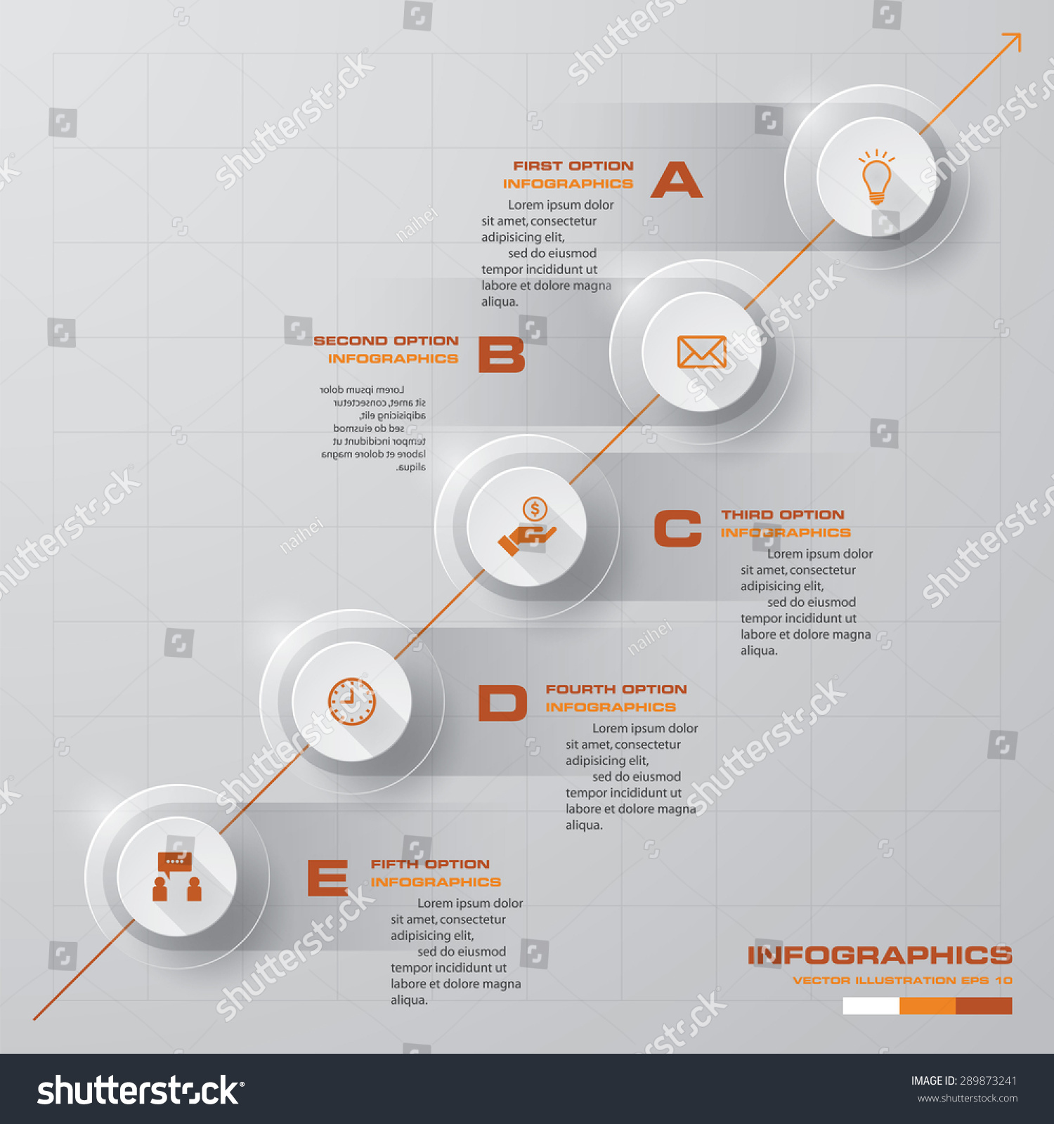 5 Steps Circle Shape Layout Design: vector de stock (libre de regalías ...