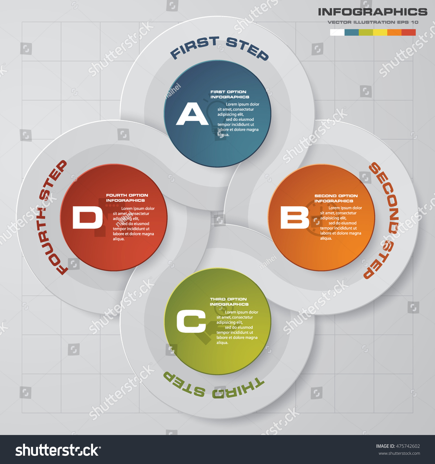 4 Steps Infographic Report Template Layout 스톡 벡터(로열티 프리) 475742602 ...