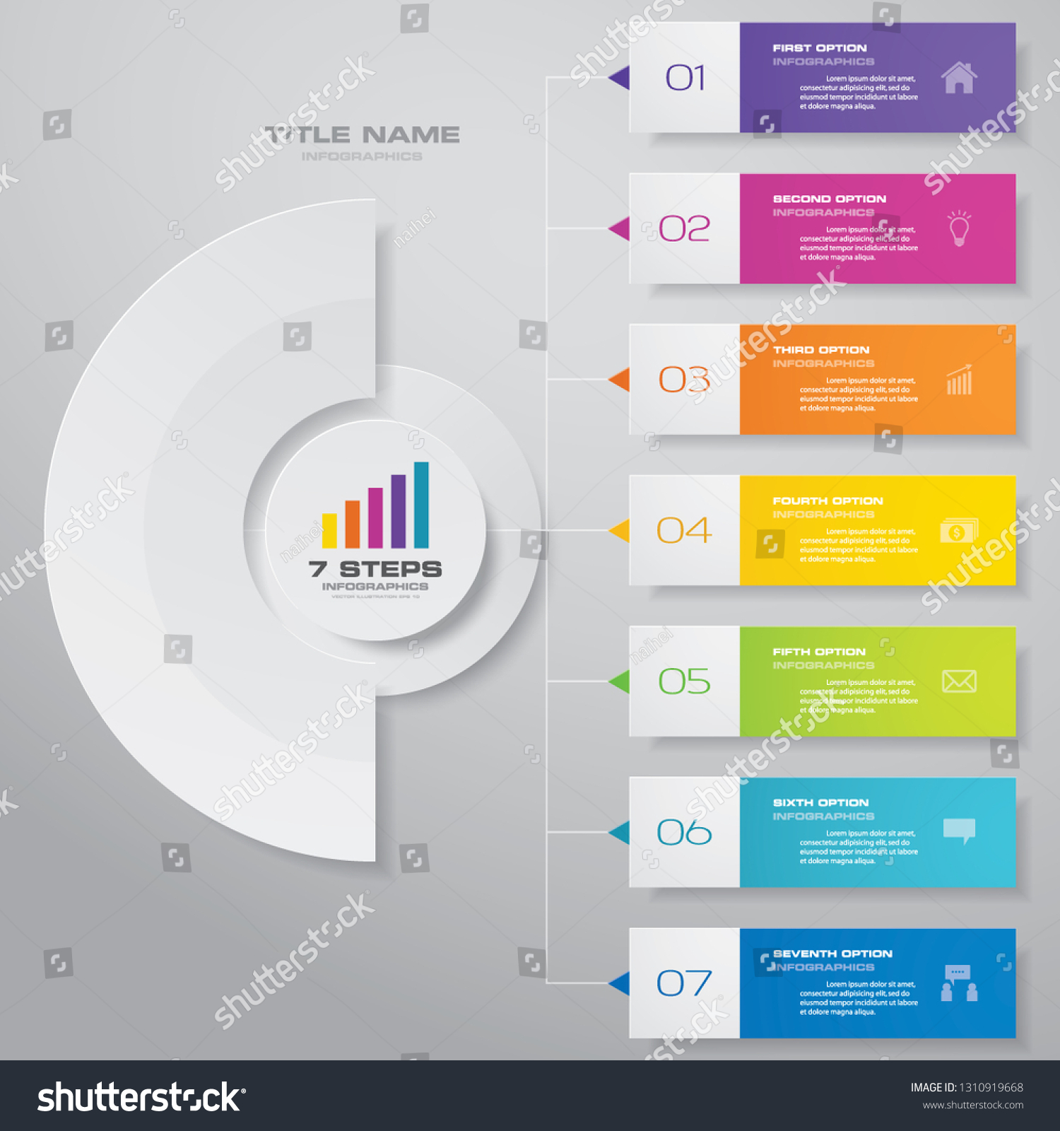 7 Steps Infographics Chart Design Element 库存矢量图（免版税）1310919668 ...