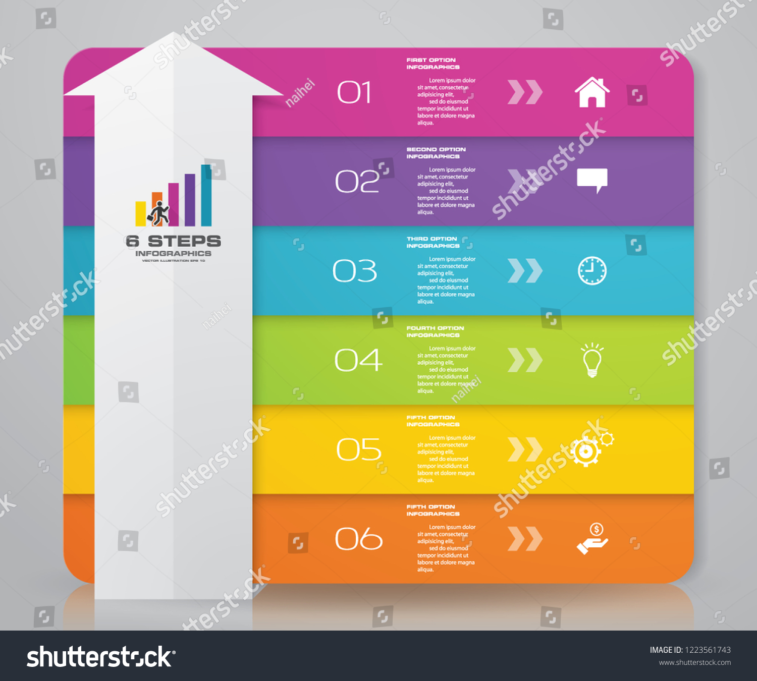 6 Steps Infographics Element Arrow Template Stock Vector (Royalty Free ...