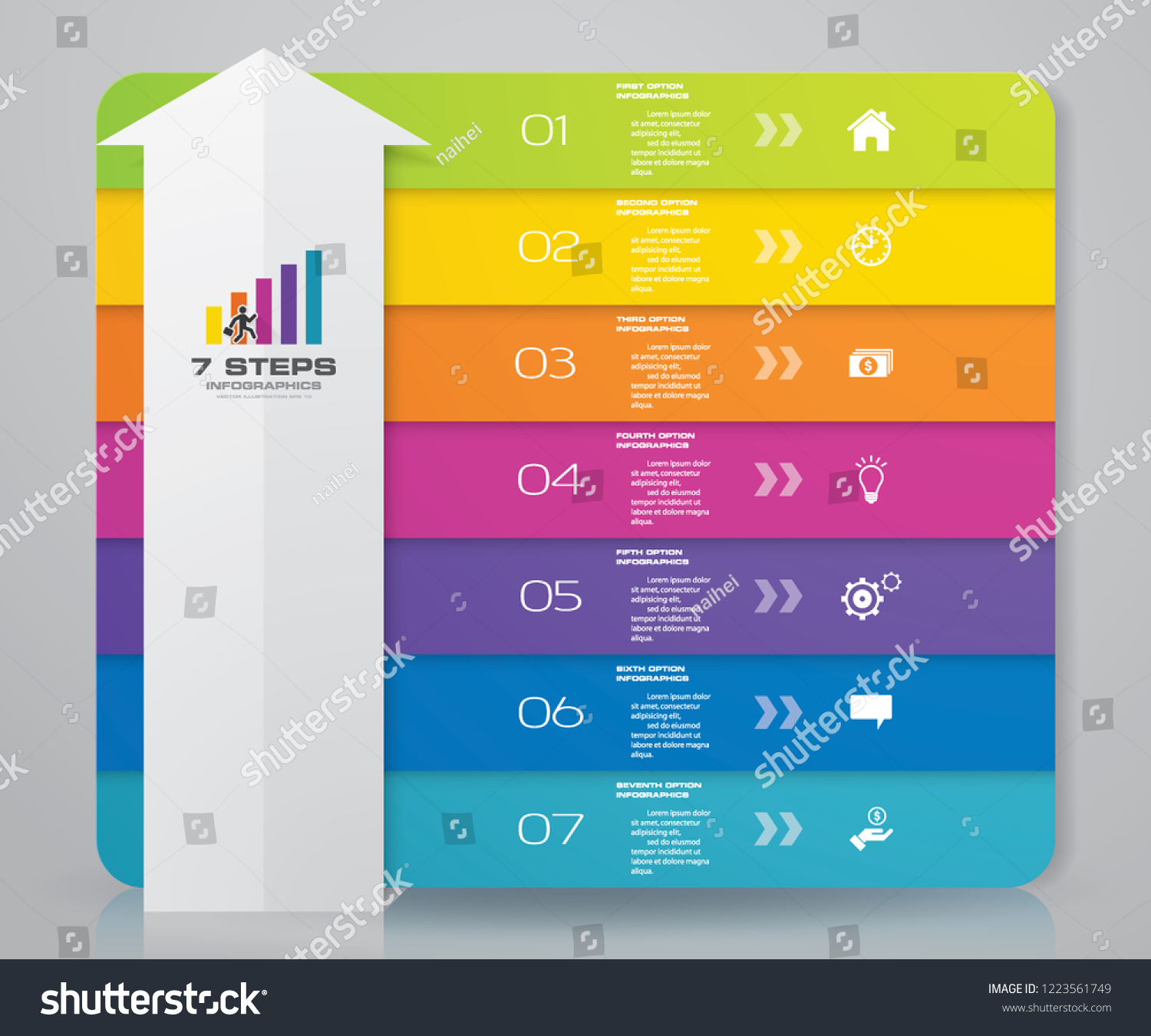 7 Steps Infographics Element Arrow Template Stock Vector (Royalty Free ...
