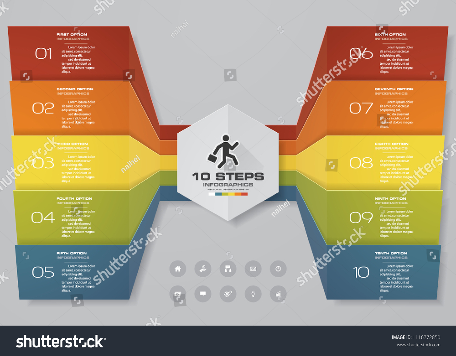 10 Steps Infographics Element Chart Presentation: Stock-Vektorgrafik ...