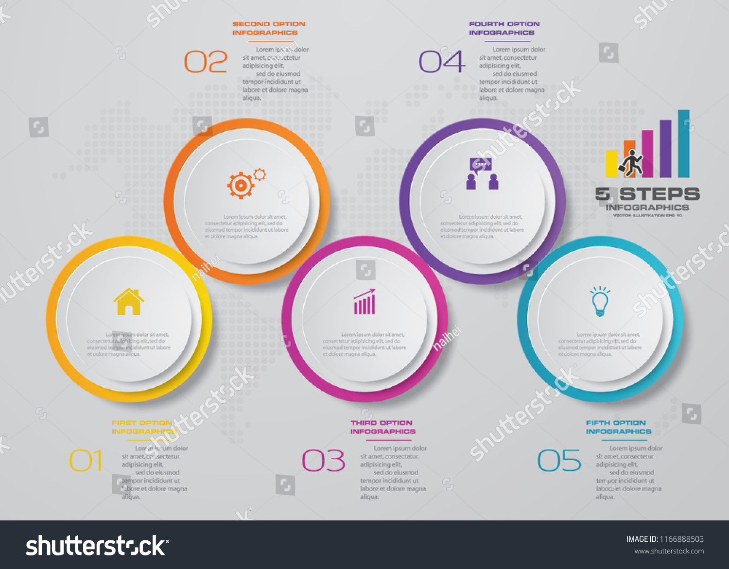 5 Steps Presentation Chart Infographic 5: เวกเตอร์สต็อก (ปลอดค่า ...