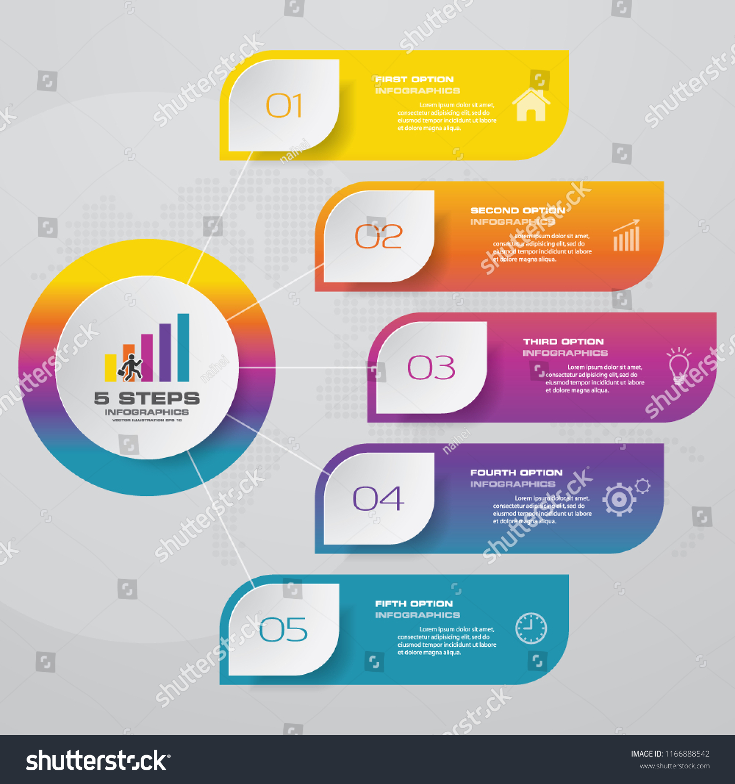 5 Steps Presentation Chart Infographic 5: vector de stock (libre de ...