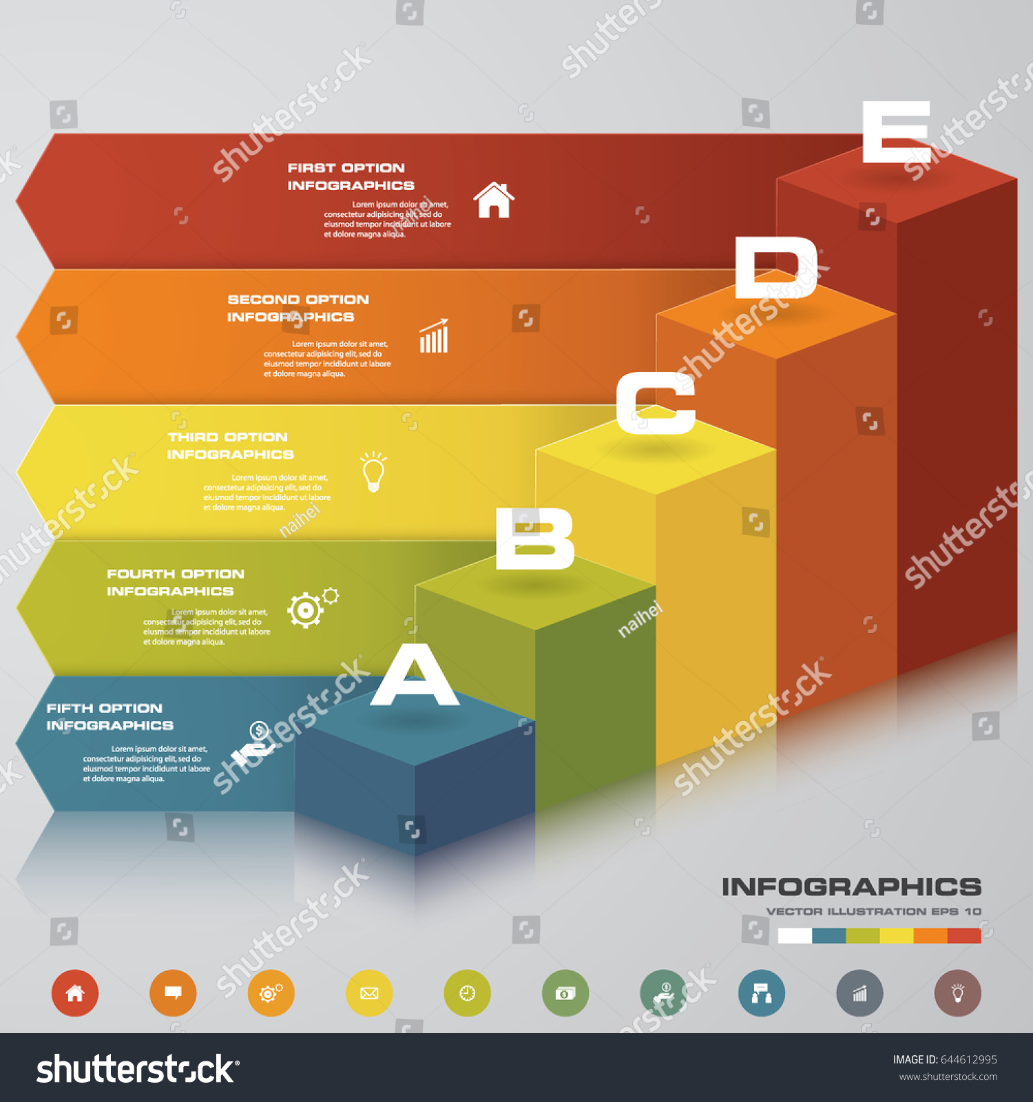 Plantilla de presentación de 5 pasos.: vector de stock (libre de ...