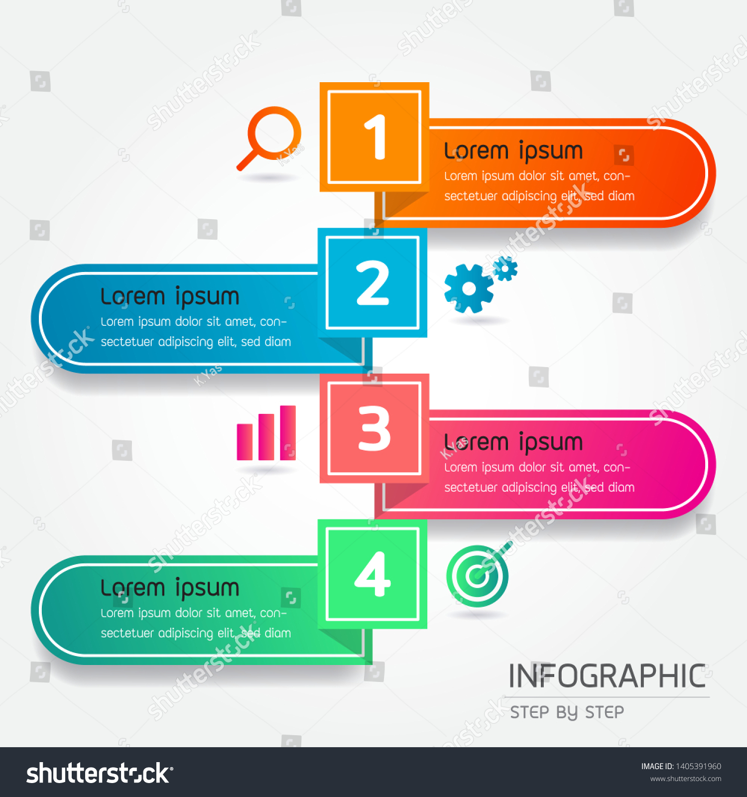 4 Steps Process Color Elements Infographics Stock Vector (Royalty Free ...