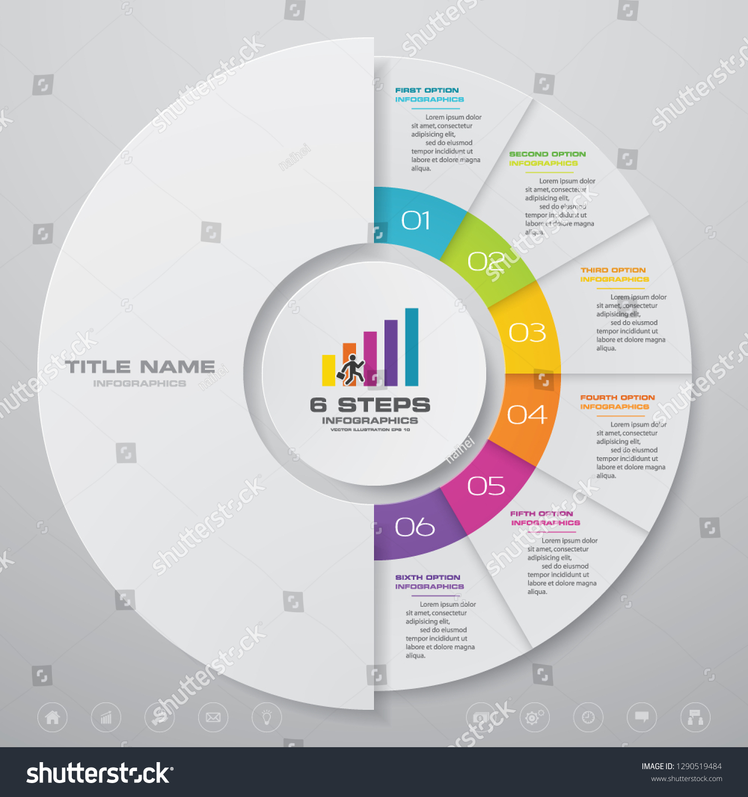 6 Steps Simpleeditable Process Chart Infographics 스톡 벡터(로열티 프리 ...