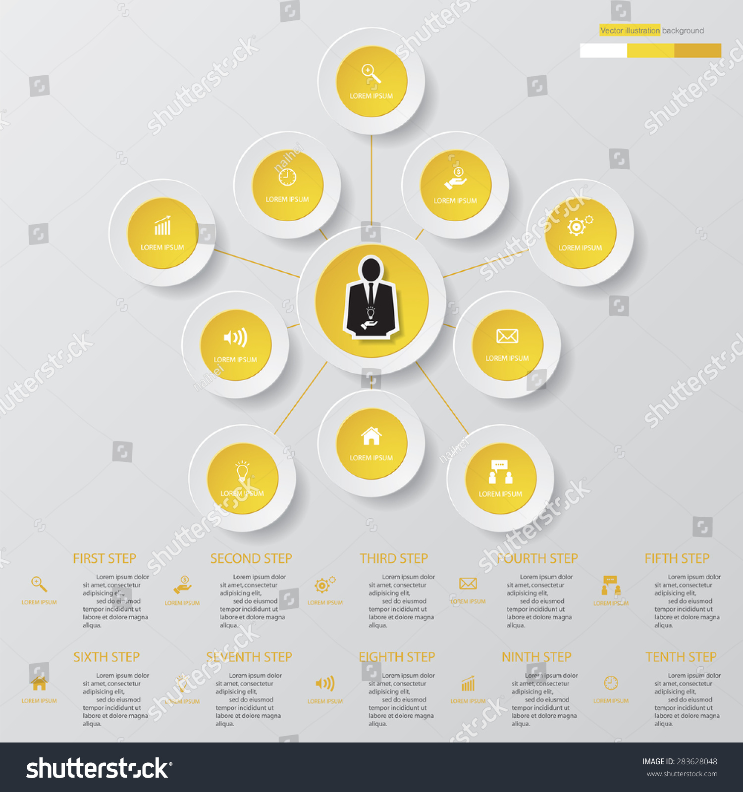 10 Steps Templategraphic Website Layout Simpleeditable Stock Vector ...