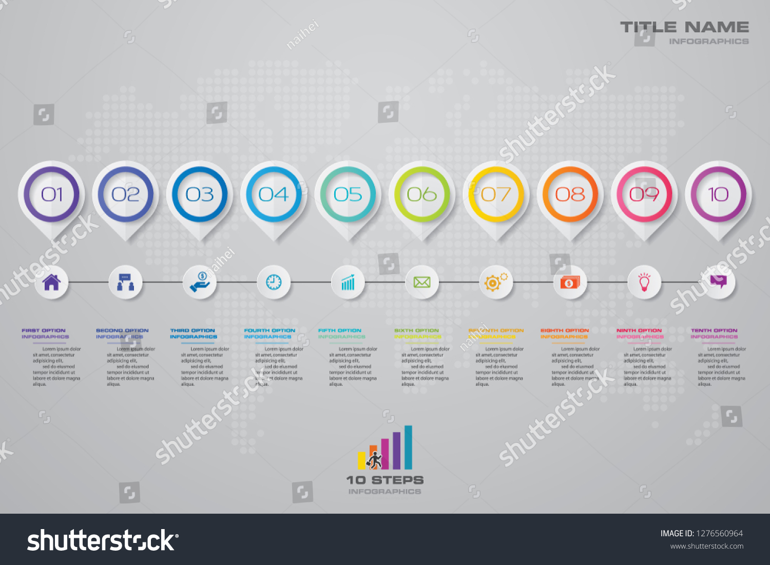 10 Steps Timeline Infographic Element 10 Stock Vector (Royalty Free ...