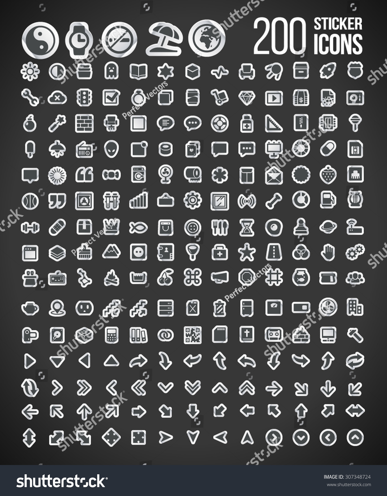 200 Sticker Icons Set 2 스톡 벡터(로열티 프리) 307348724 | Shutterstock