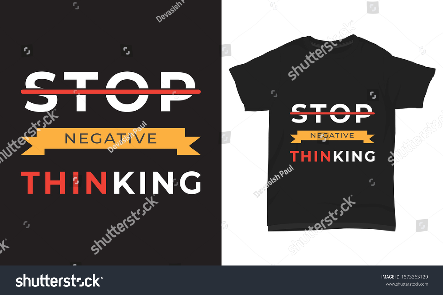 Stop Negative Thinking Typography Tshirt Stock Vector (Royalty Free ...