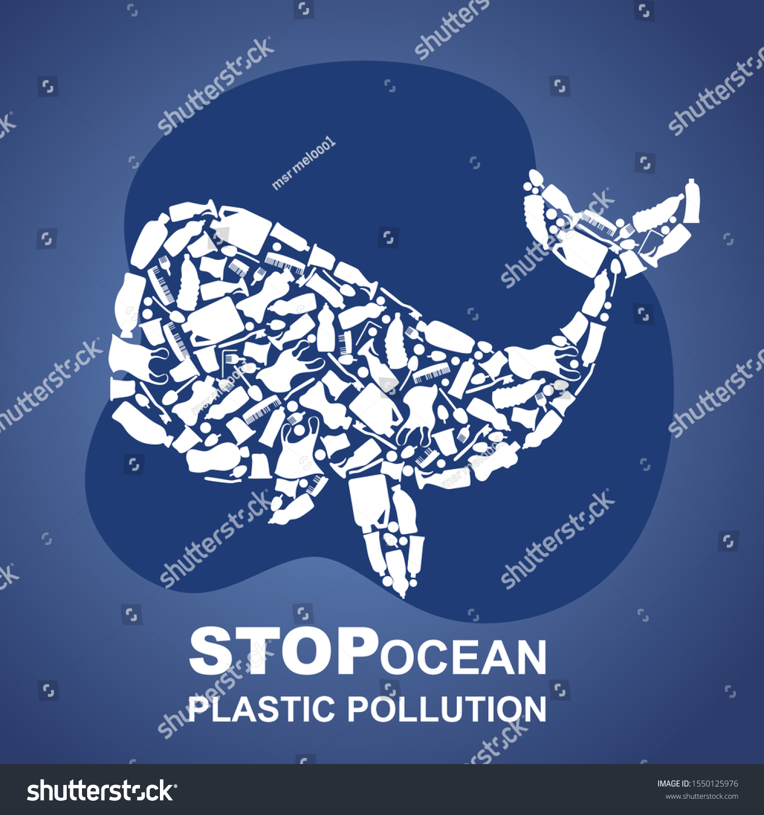 Stop Ocean Plastic Pollution Ecological Poster 스톡 벡터 로열티 프리 1550125976