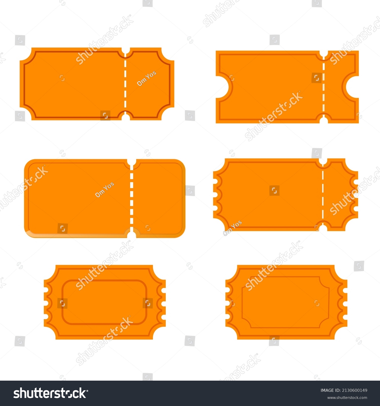 6 Style Flat Vector Orange Ticket Stock Vector (Royalty Free ...