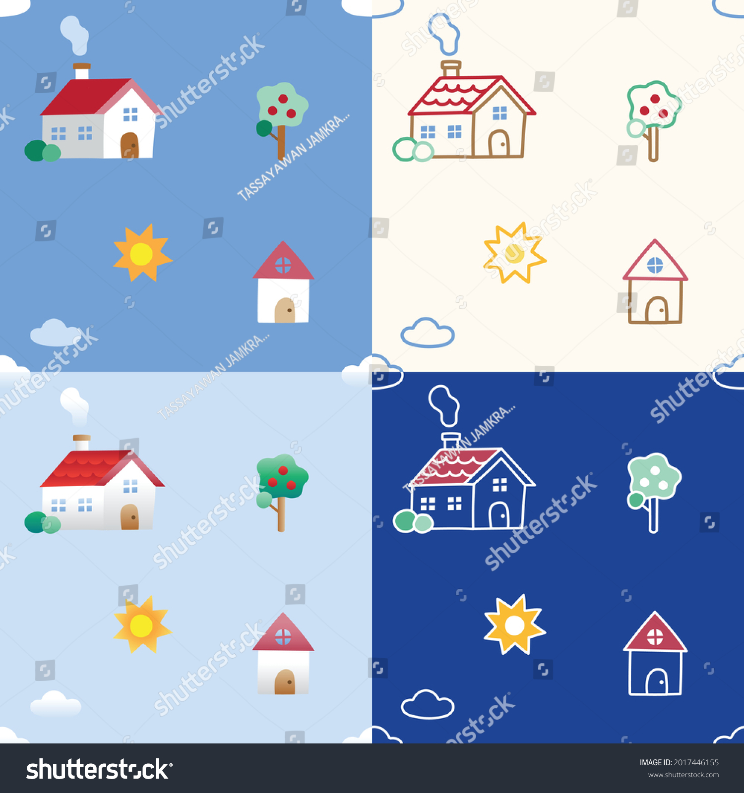 4 Styles Outline Flat Gradient Cute Stock Vector (Royalty Free ...